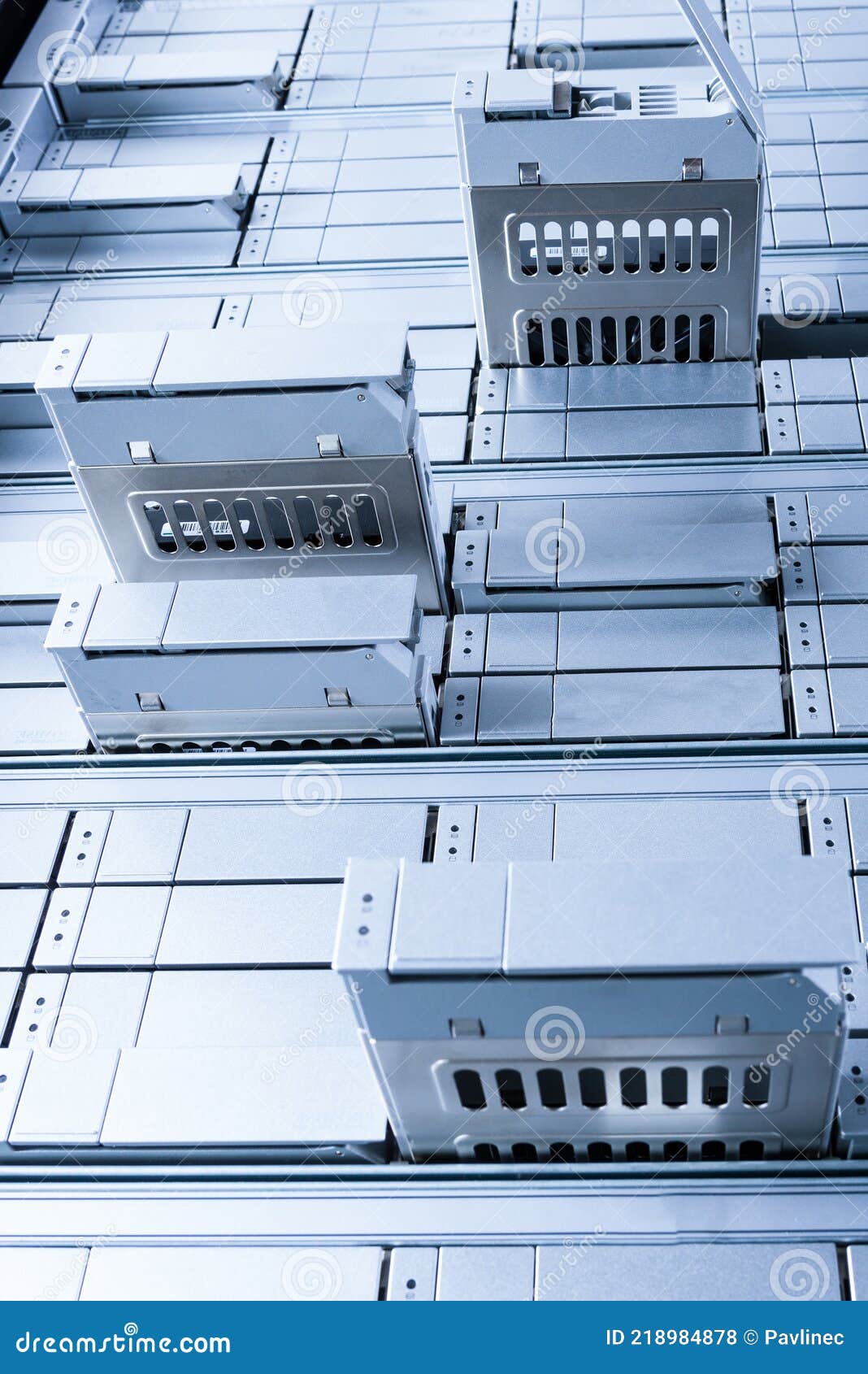 Data Center with Some of Hard Drive Bays Open Stock Photo - Image of ...