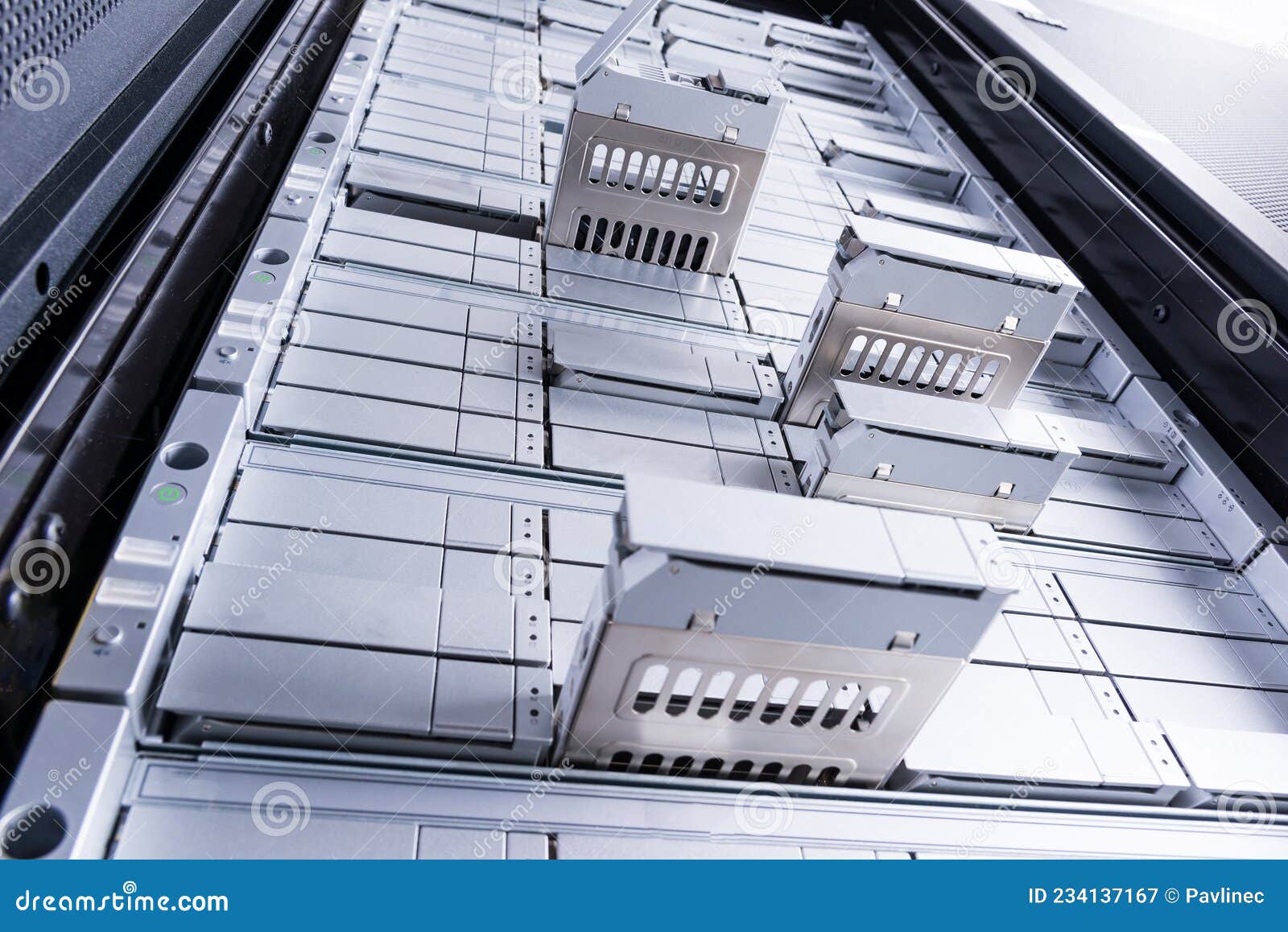 Detail of Data Center with Some of Hard Drive Bays Open Stock Image ...