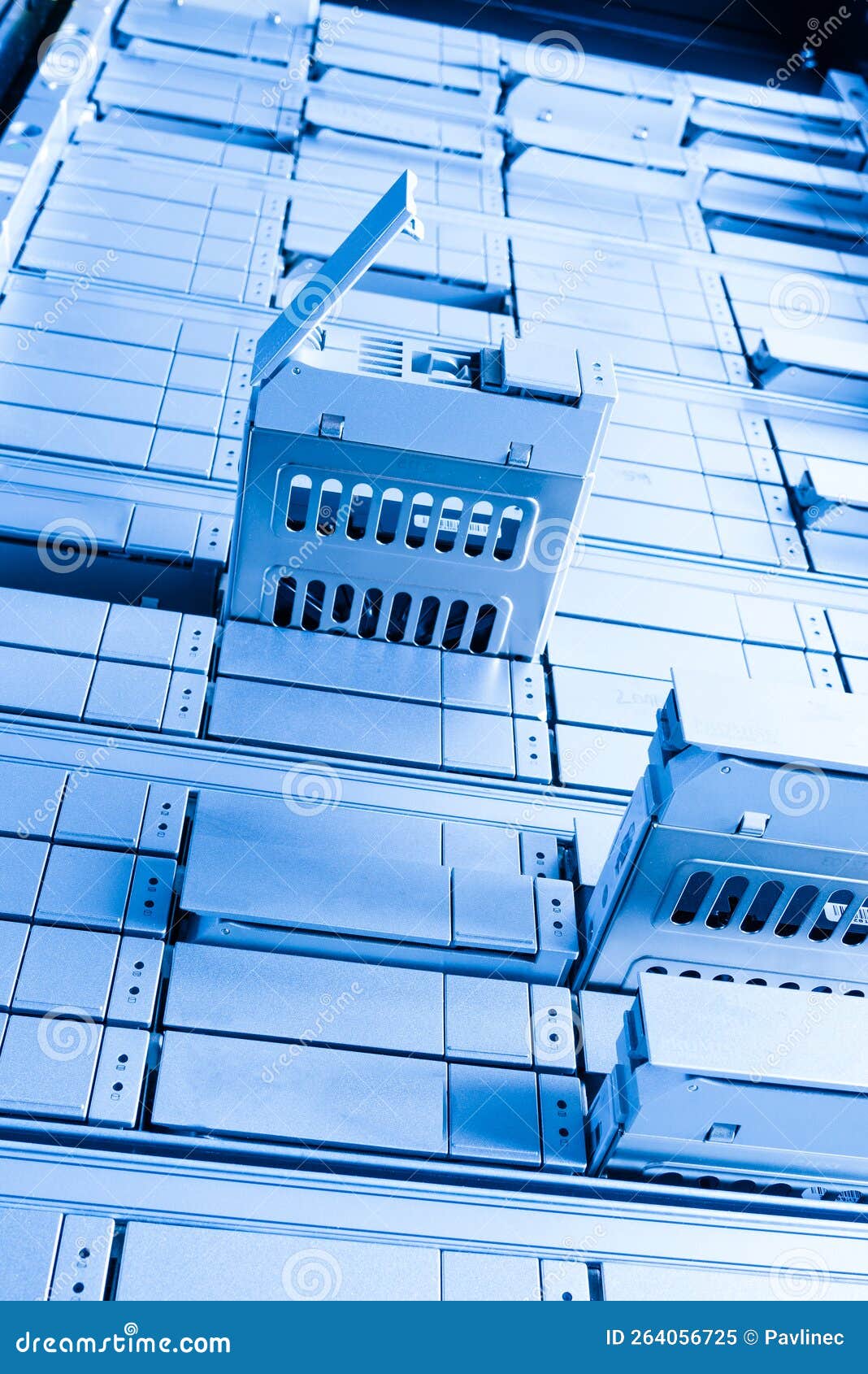 Detail of Data Center with Some of Hard Drive Bays Open Stock Image ...