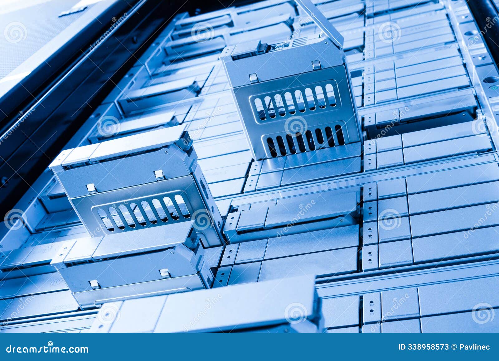 Detail of Data Center with Some of Hard Drive Bays Open Stock Image ...