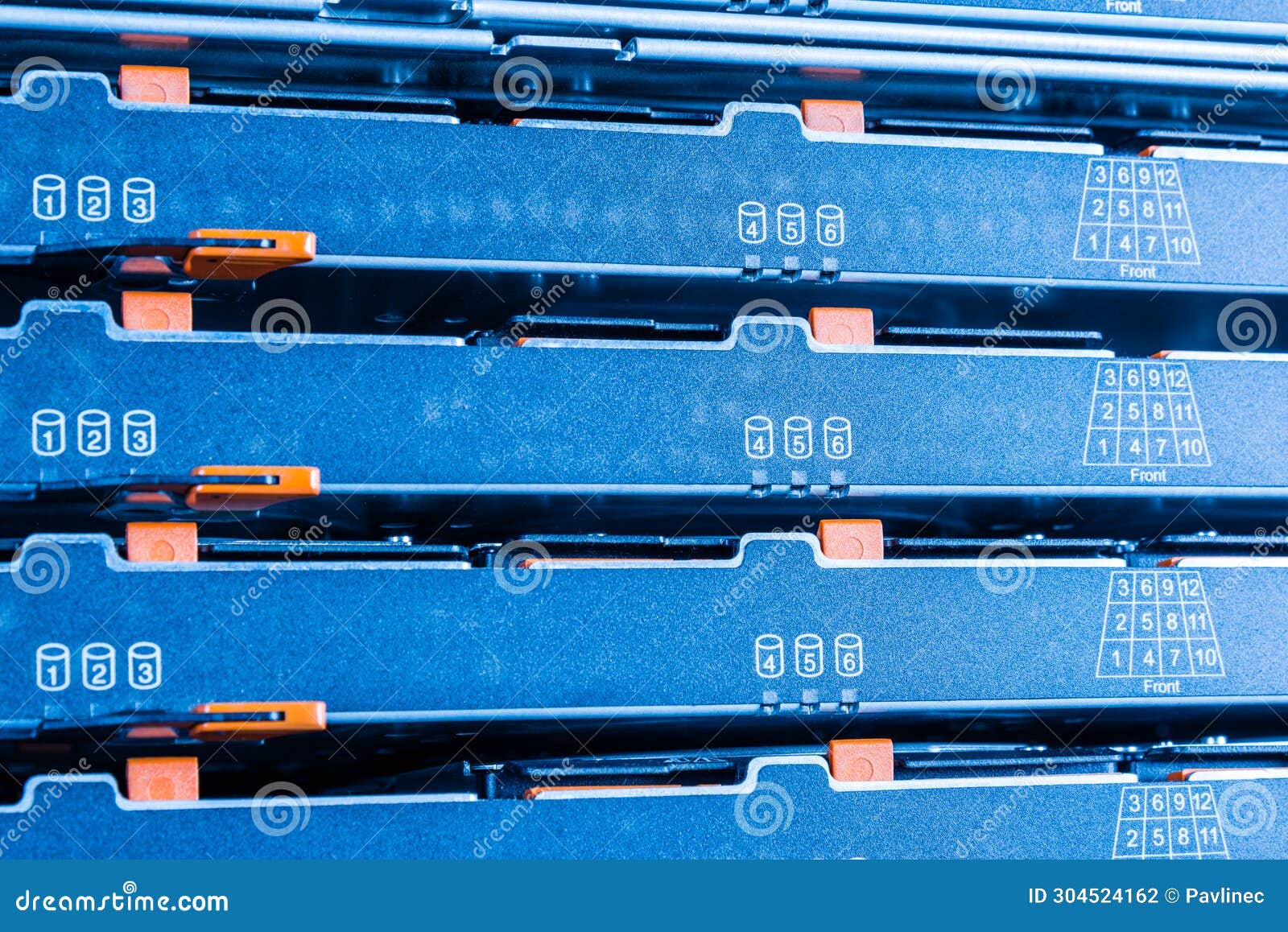 Detail Of Data Storage Hardware Inside Data Center Cluster Of Stock
