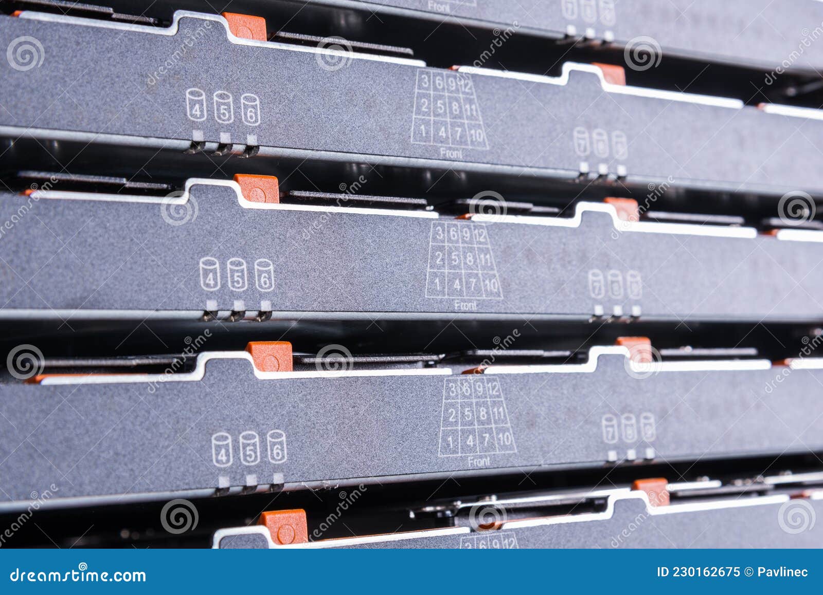 Detail Of Data Storage Hardware Inside Data Center Cluster Of Stock