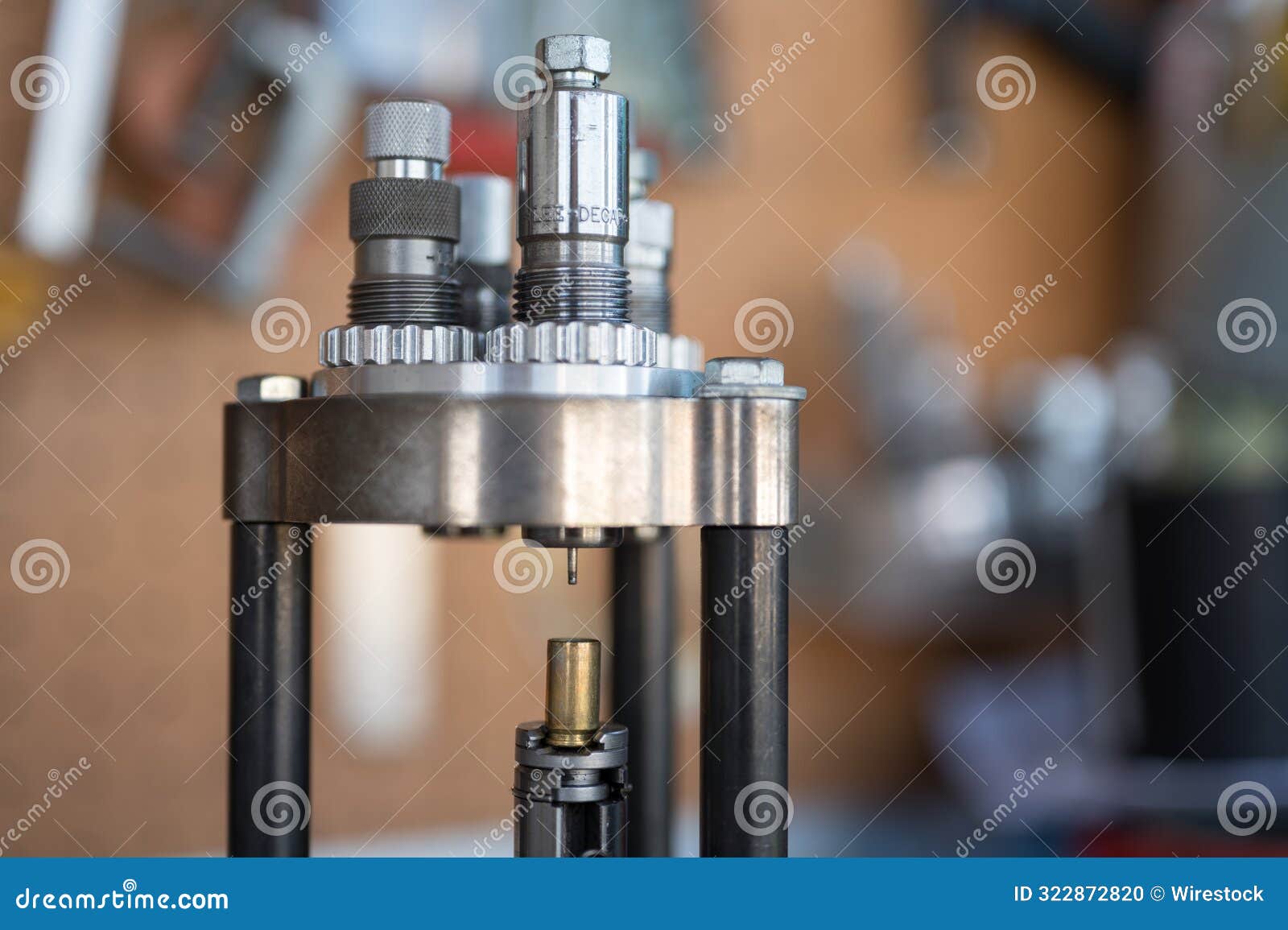 Detail of the Decapping and Resizing Process of a 9mm Case in the ...