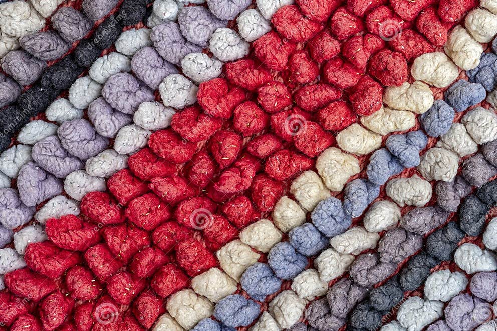 Detail of the Diagonal Patterns of the Knitted Fabric of a Rug Stock ...