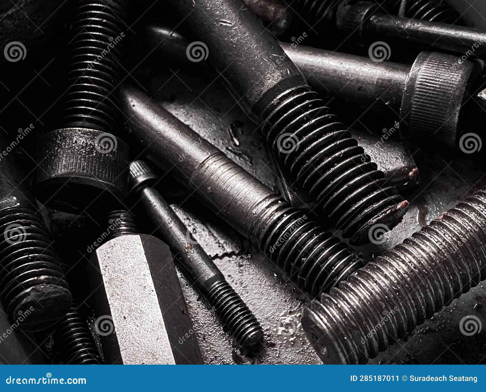 Detail of Different Metallic Bolts and Nuts Stock Image - Image of iron ...