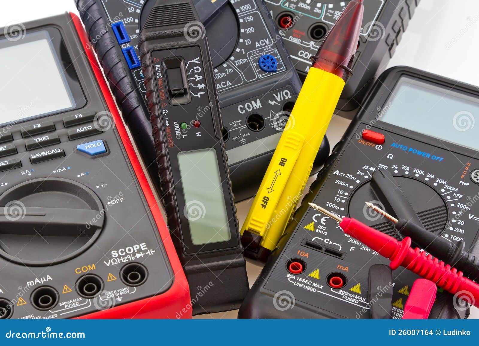 Detail of Different Portable Multimeters Stock Photo - Image of digital ...