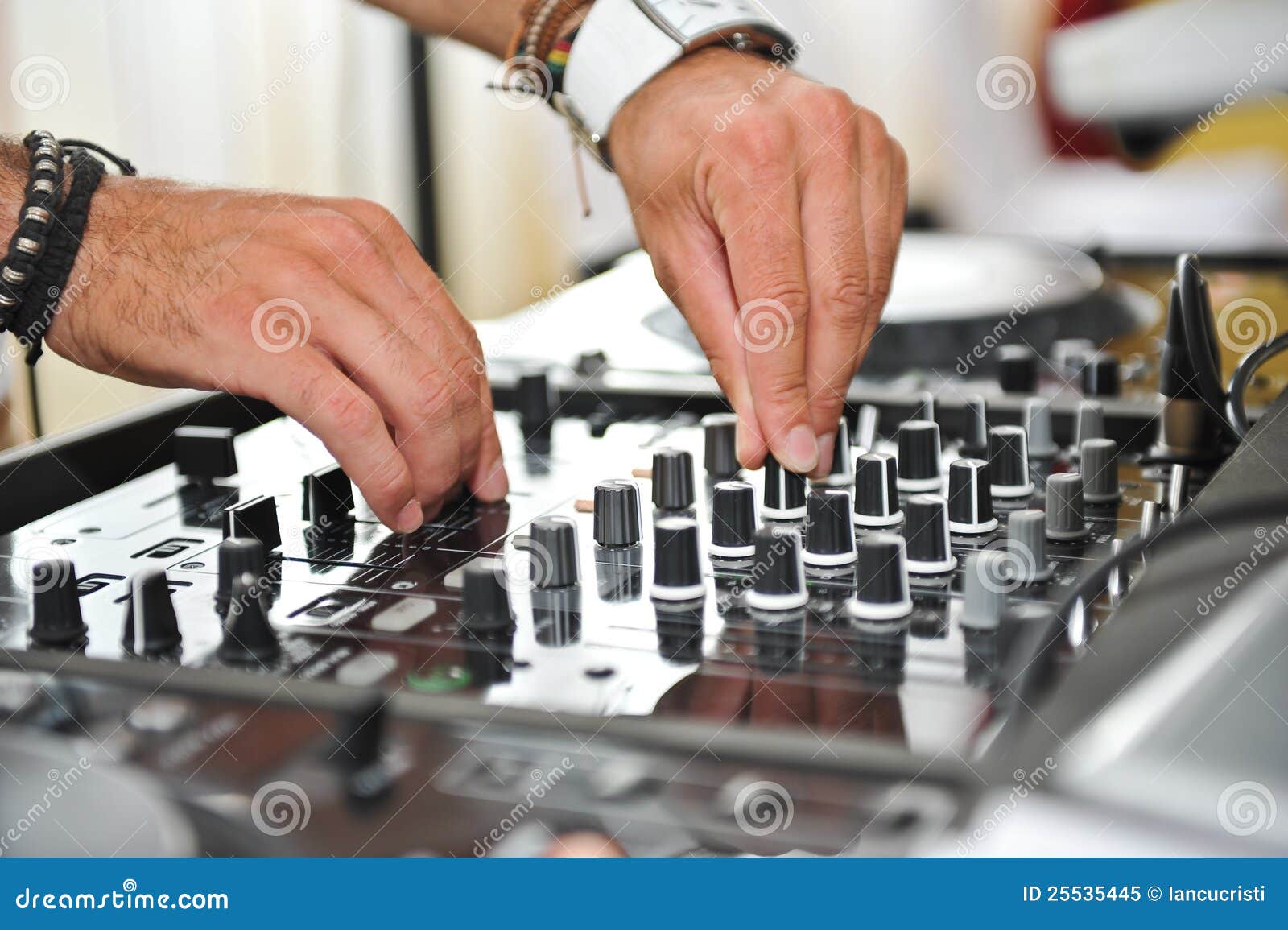 Detail of a dj hands stock image. Image of show, noise - 25535445