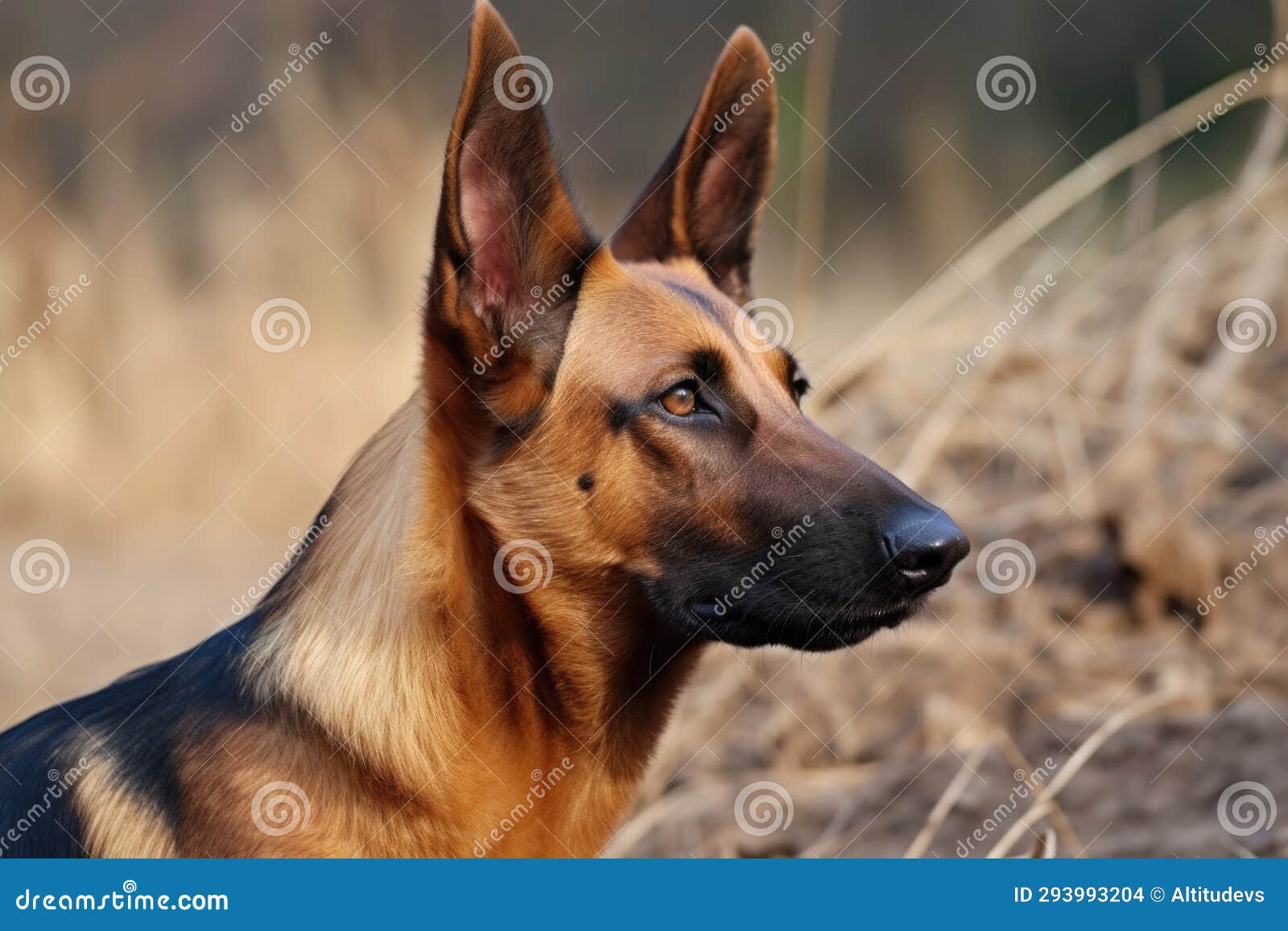 Detail of a Dogs Alert Ears Focused Forward Stock Illustration ...