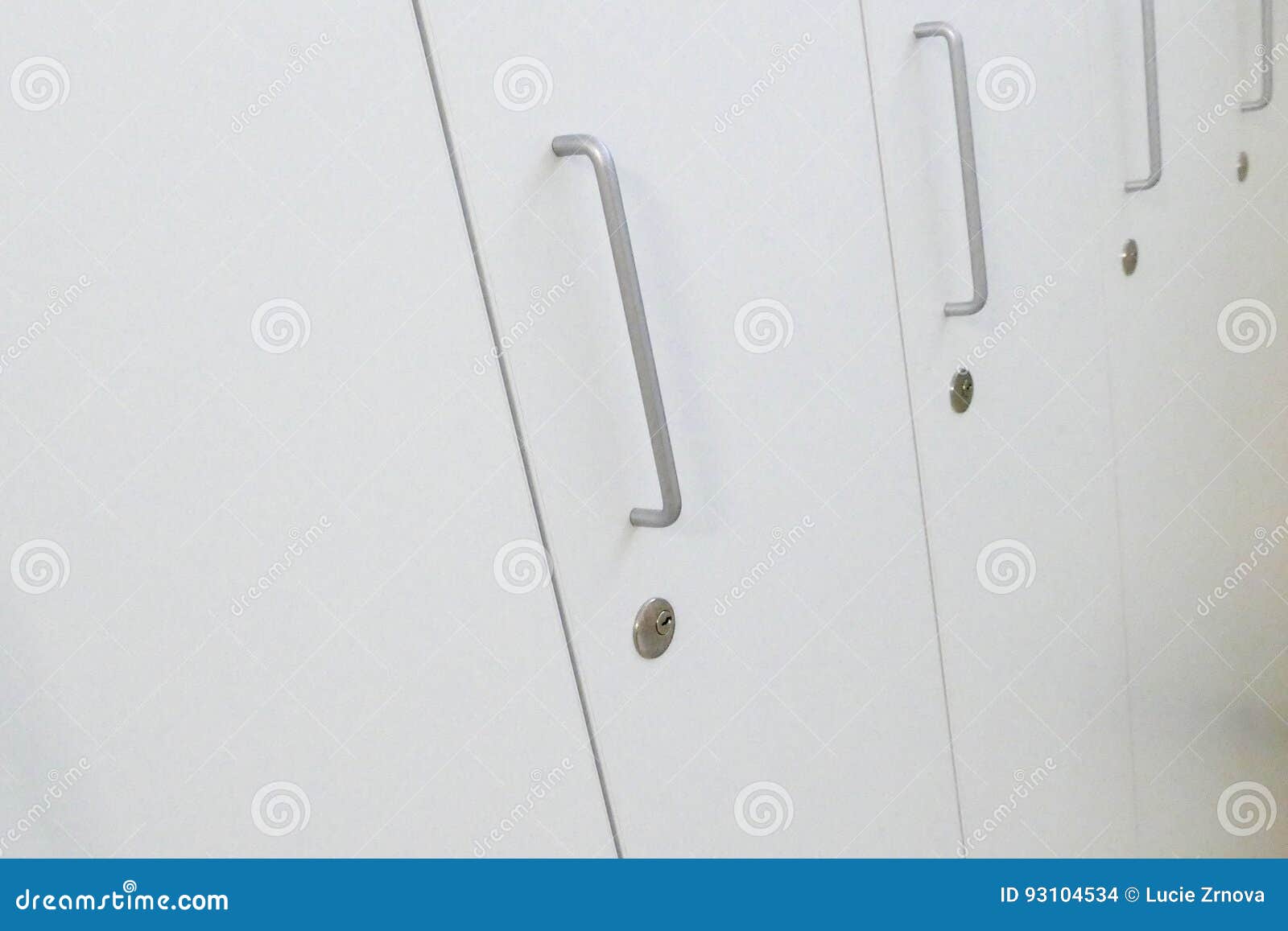Detail of Door Handles of White Lockers Stock Photo - Image of door ...