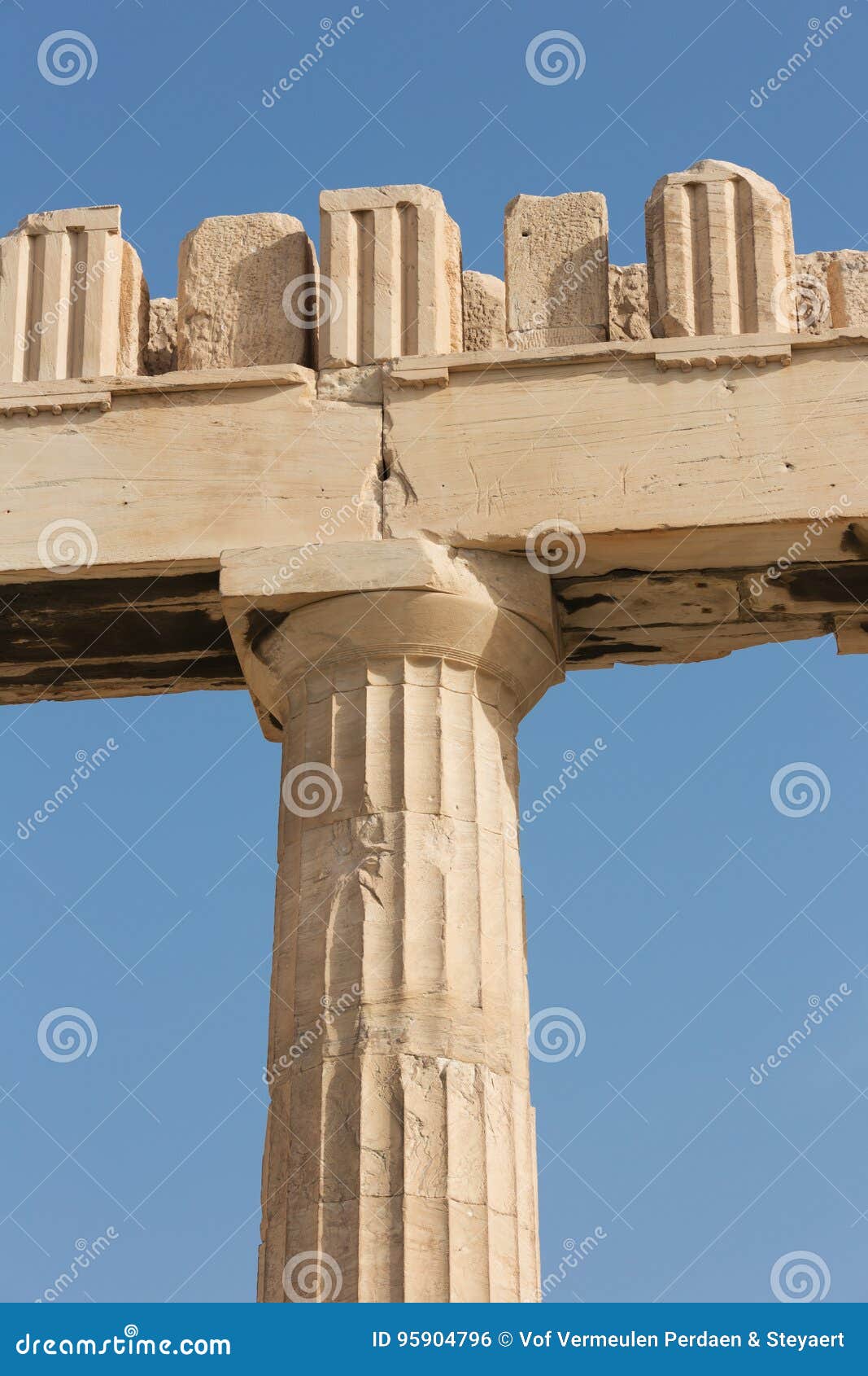 Detail of a Doric column stock photo. Image of archeology - 95904796