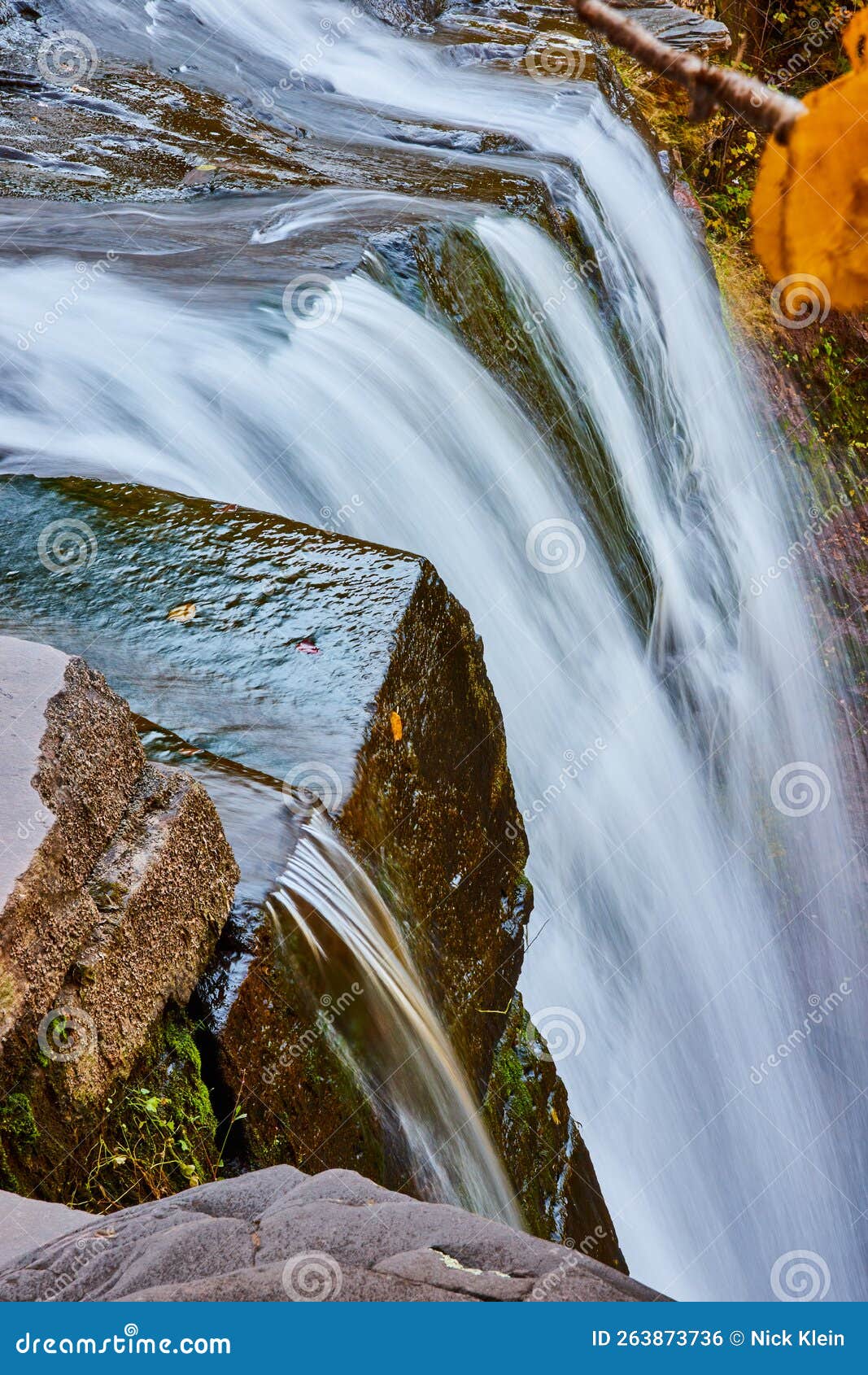 Detail on Edge of Huge Waterfall Pouring Over Cliffs from Above Stock ...