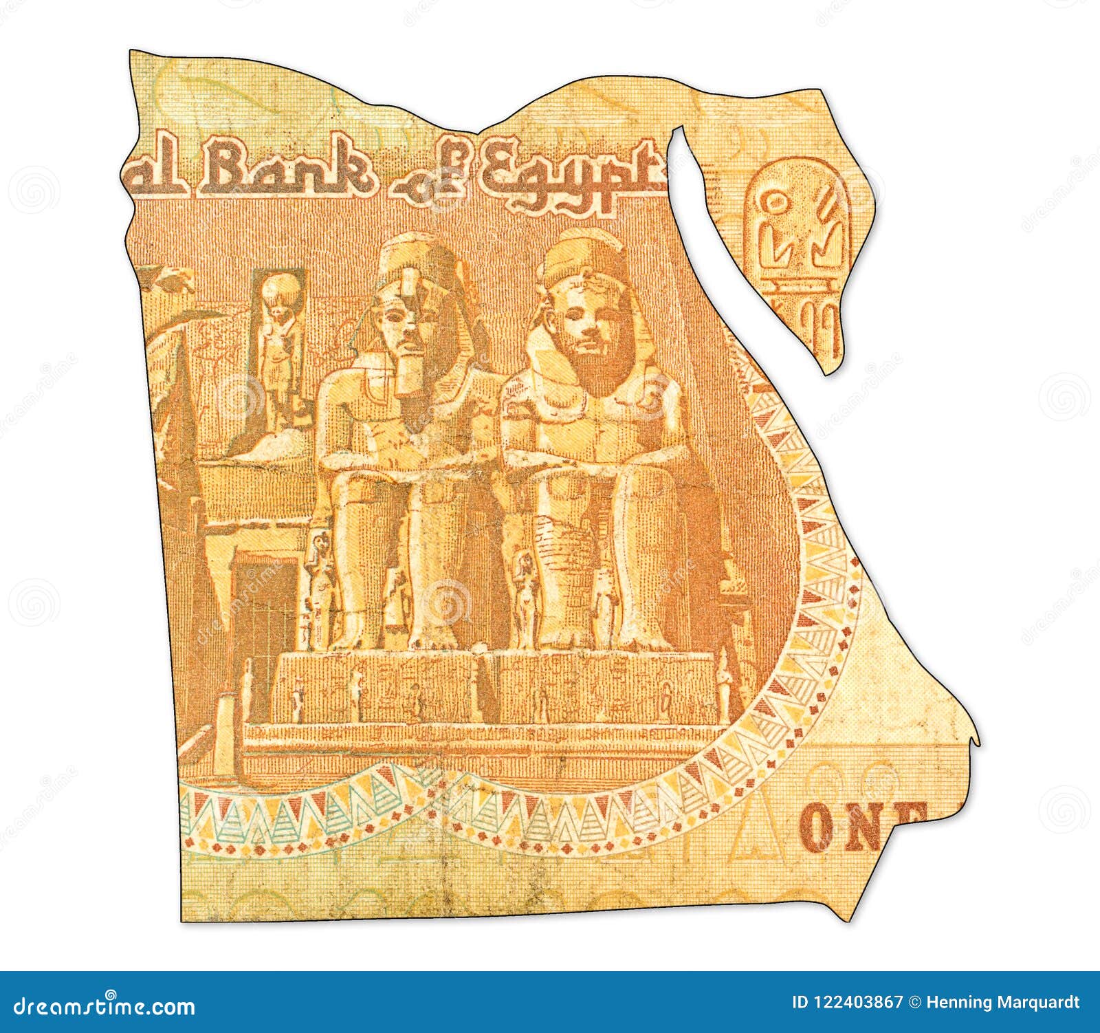 1 Egyptian Pound Bank Note Reverse In Shape Of Egypt Stock Image ...