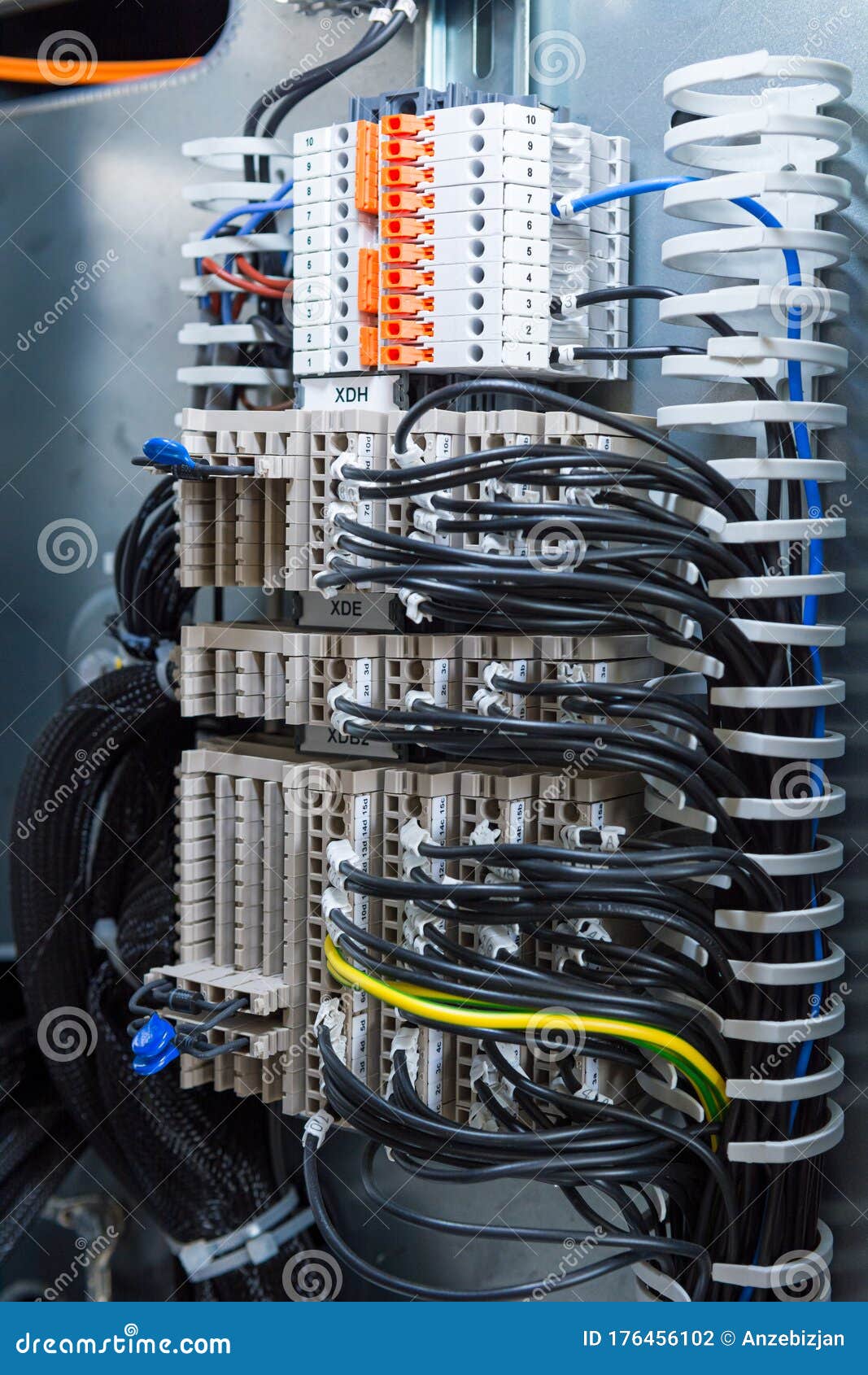 Detail of Electric Cubicle with Connector Strips. Stock Photo - Image ...