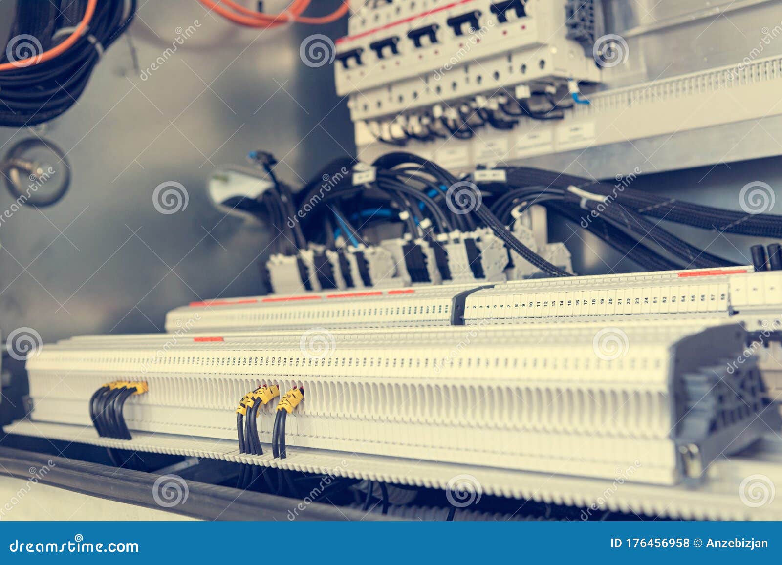 Detail of Electric Cubicle with Connector Strips. Stock Photo - Image ...