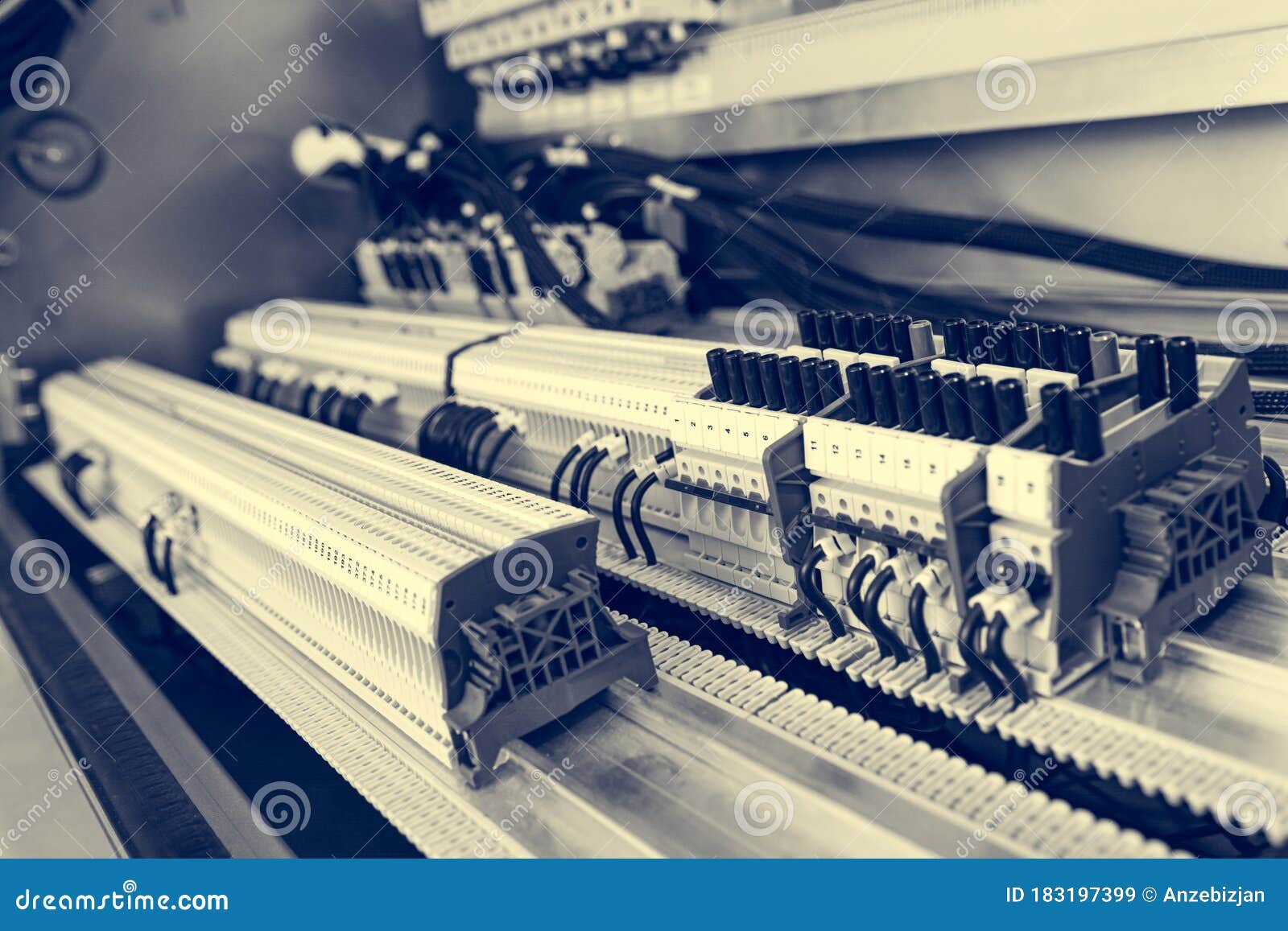 Detail of Electric Cubicle with Connector Strips. Stock Image - Image ...