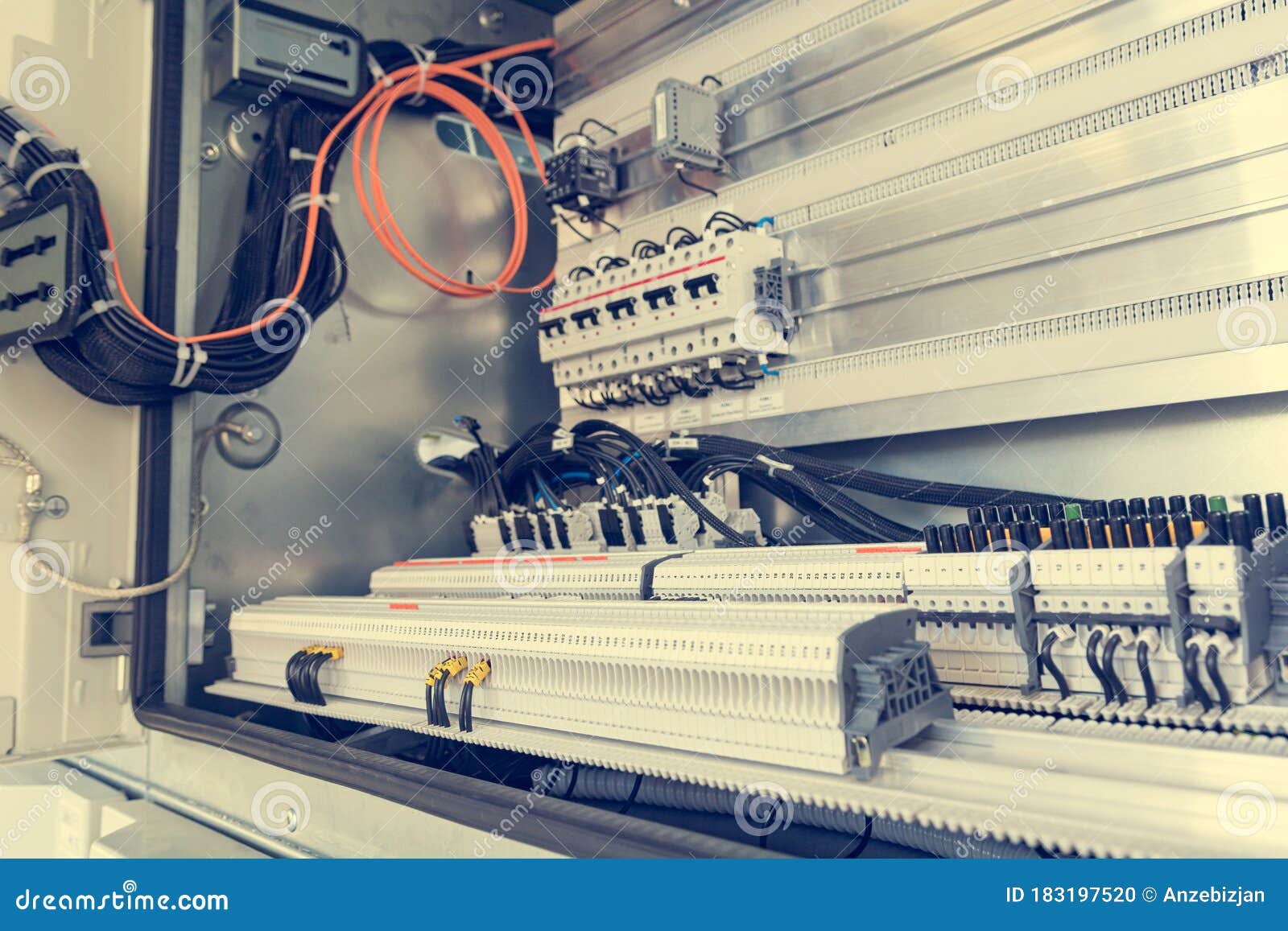 Detail of Electric Cubicle with Connector Strips. Stock Photo - Image ...