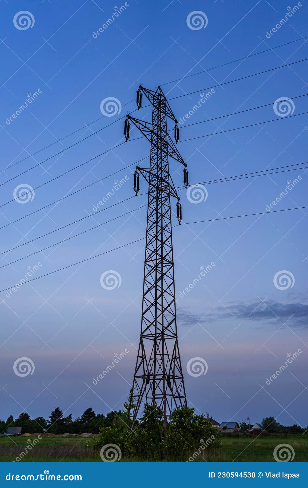 Detail of Electric Pole with Electric Cables at Sunset Stock Photo ...