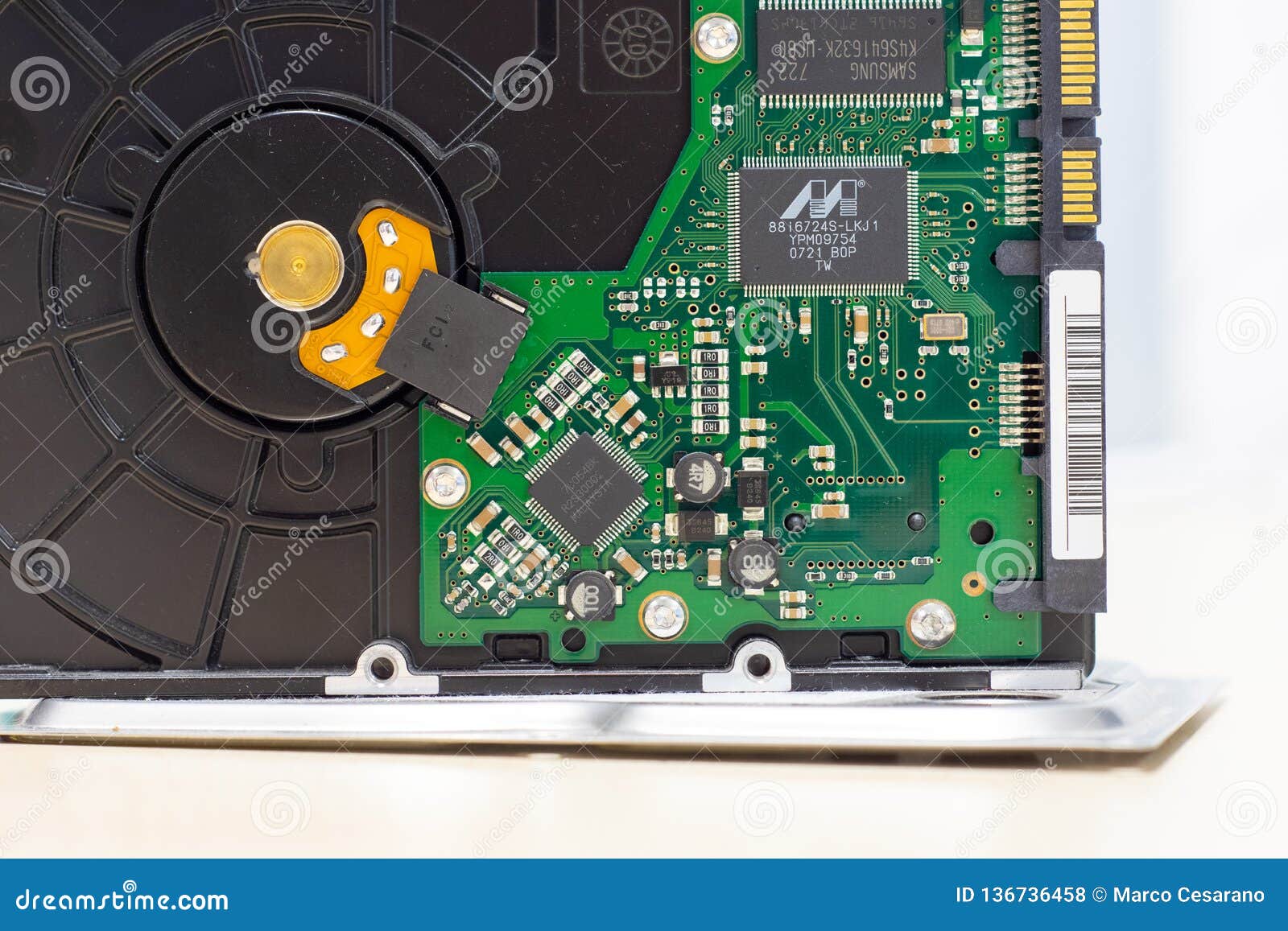 Detail of the Electronic Board of a Mechanical Hard Drive Editorial ...