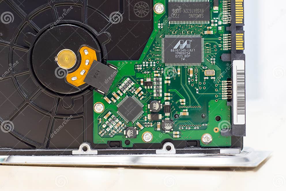 Detail of the Electronic Board of a Mechanical Hard Drive Editorial ...
