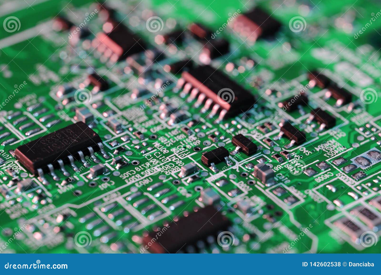 Detail of Electronic Components on Computer Graphic Card. Stock Photo ...