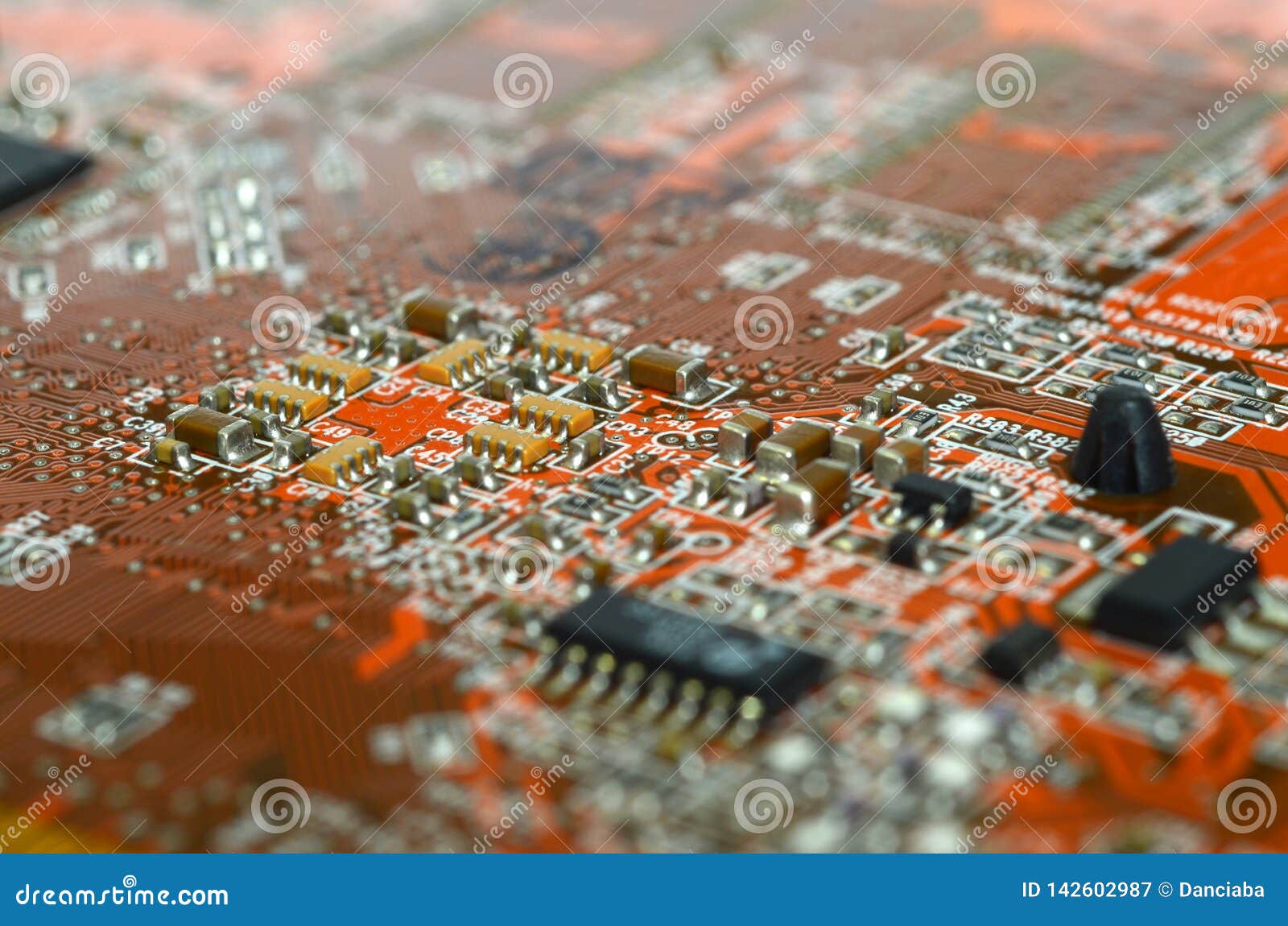 Detail of Electronic Components on Computer Graphic Card. Stock Image ...
