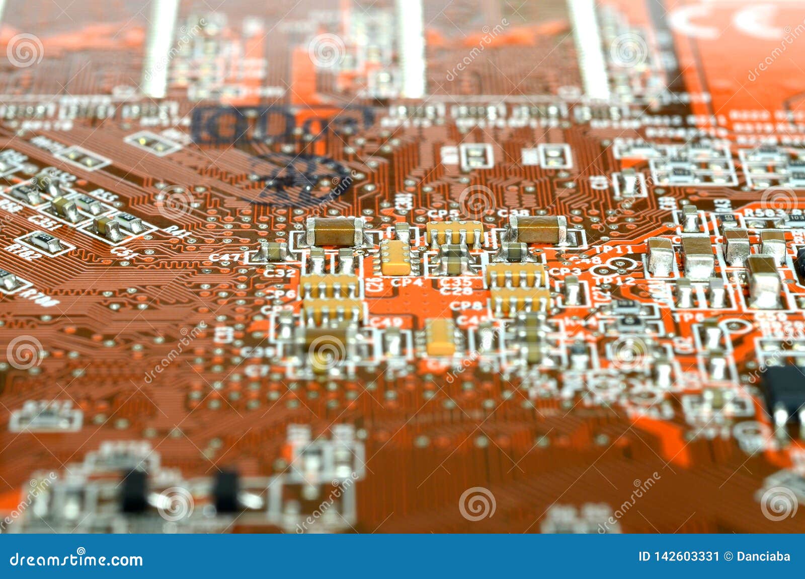 Detail of Electronic Components on Computer Graphic Card. Stock Image ...
