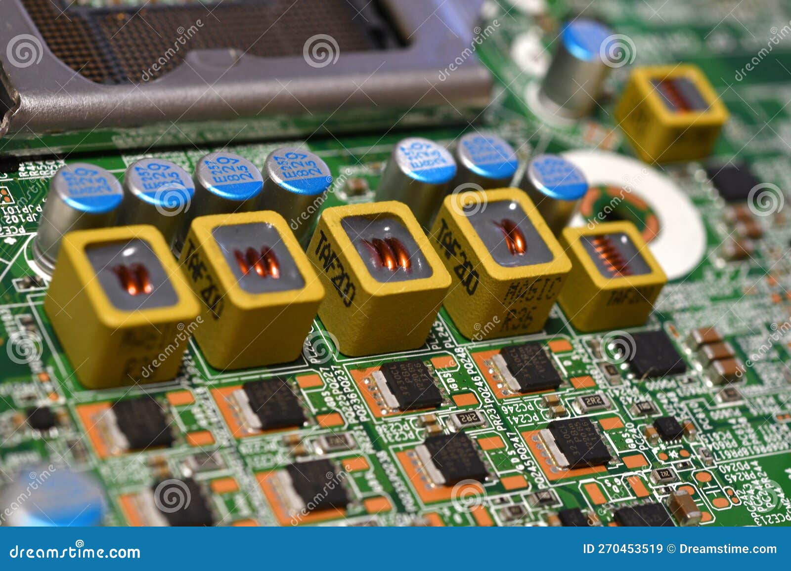 Detail of Electronic Components and Microchips on a Modern Motherboard ...