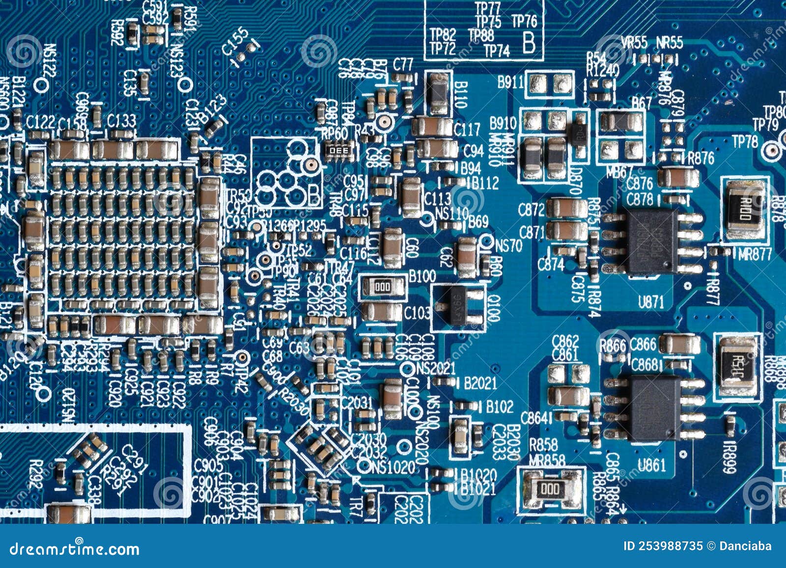Detail of Electronic Components and Microchips on a Video Card. Latest ...