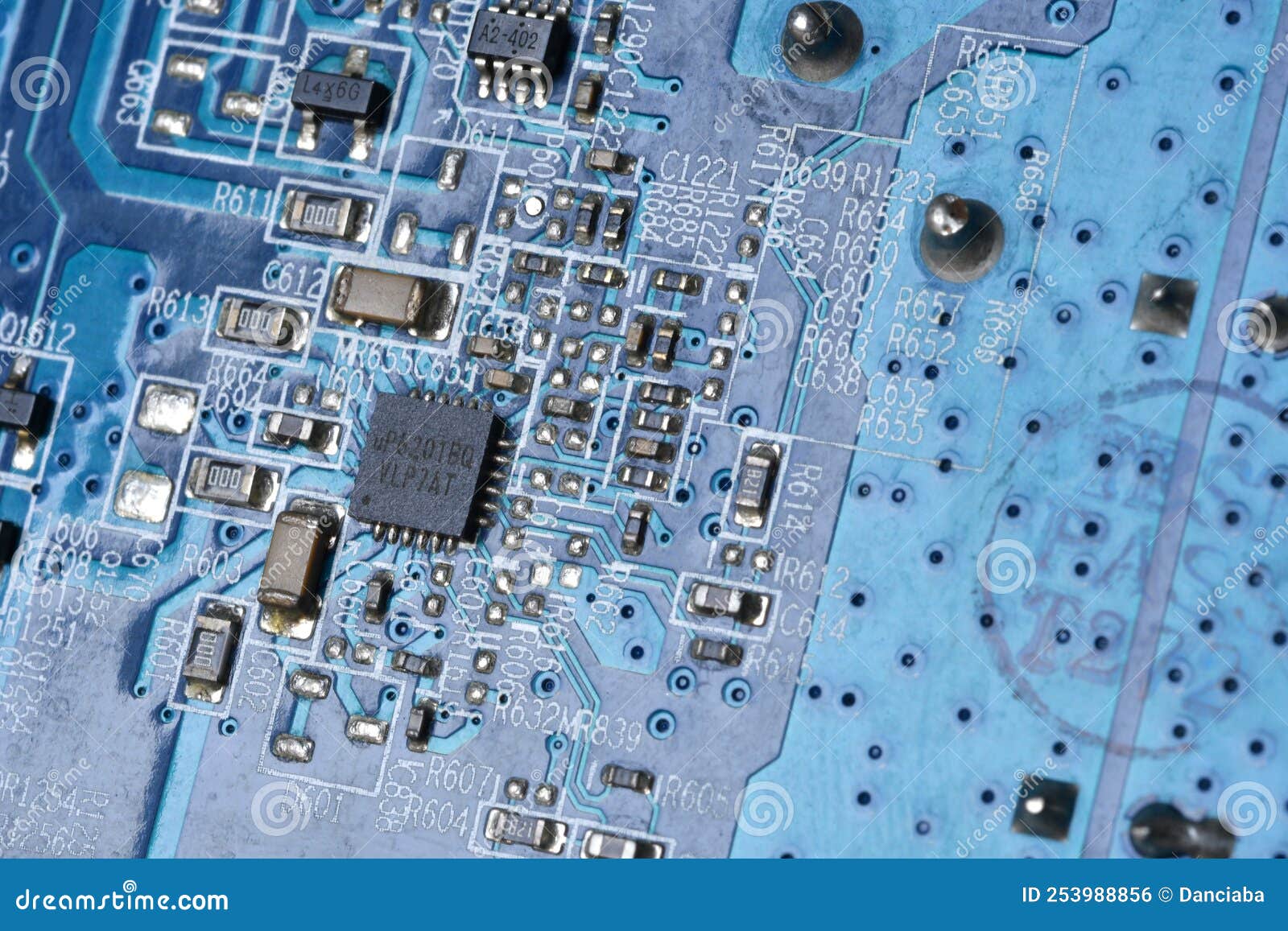 Detail of Electronic Components and Microchips on a Video Card. Latest ...