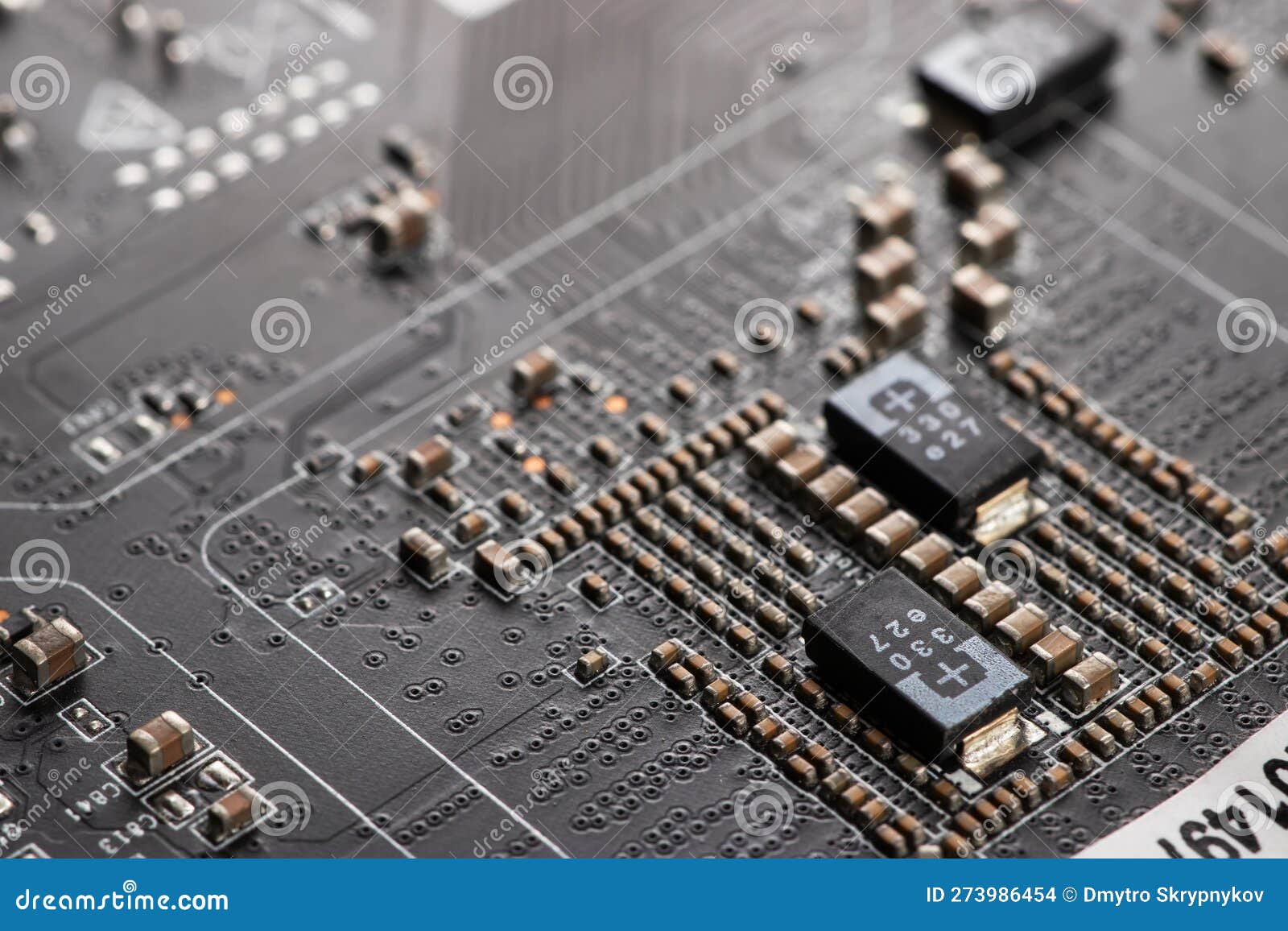 Detail of Electronic Components and Microchips on a Video Card. Latest ...
