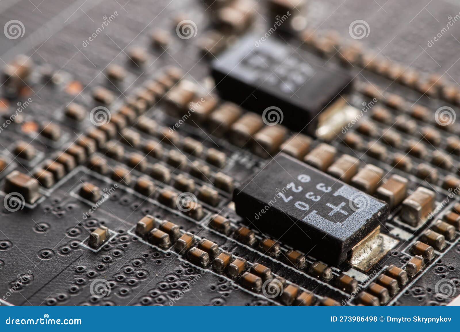 Detail of Electronic Components and Microchips on a Video Card. Latest ...