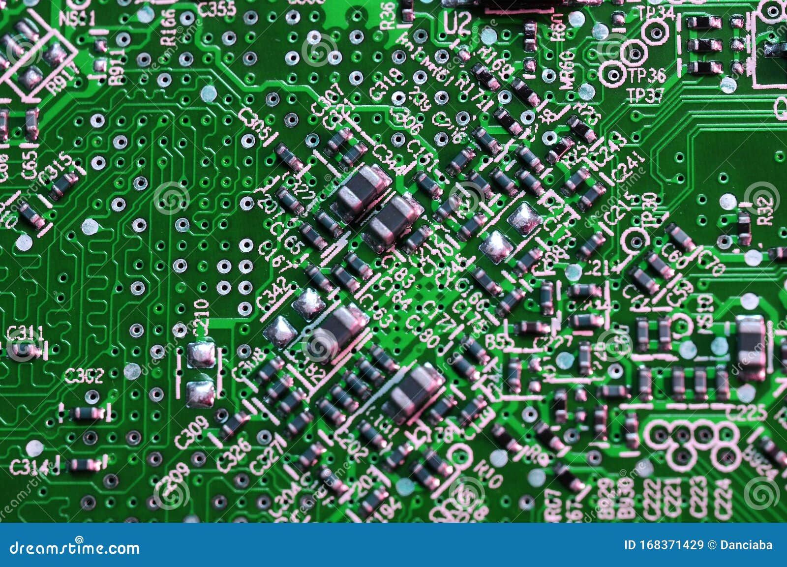 Detail of Electronic Components Over Pc Graphic Card. Stock Image ...