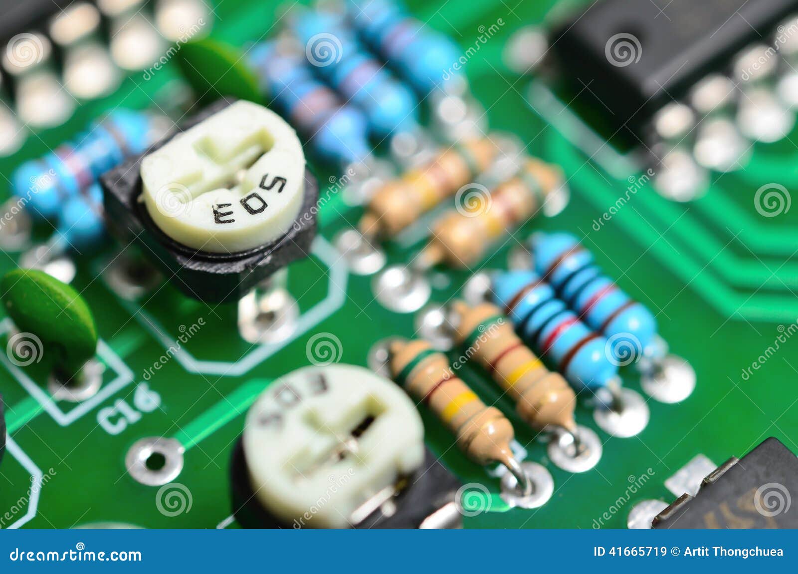 Detail of an Electronic Printed Circuit Board Stock Image - Image of ...