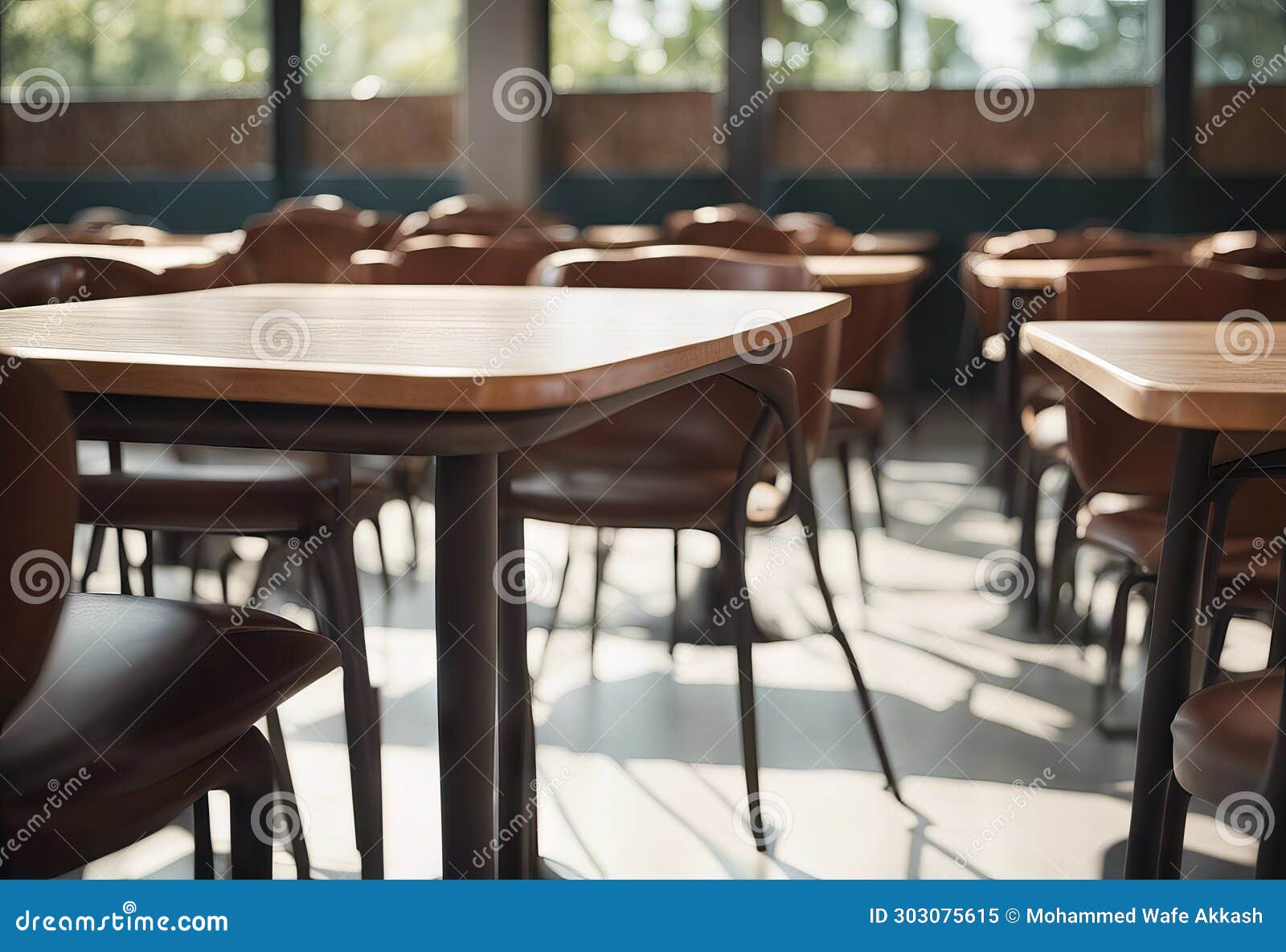 Detail of Empty Table in a Cafeteria Defocused Background Stock ...