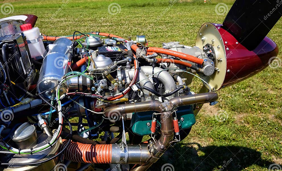 Detail of the Engine of an Ultralight Cockpit Stock Image - Image of ...