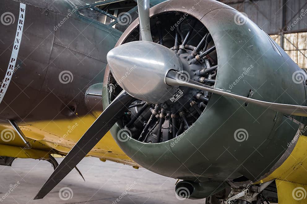 Detail of the Engine and Propeller of the Old Plane from the Second ...