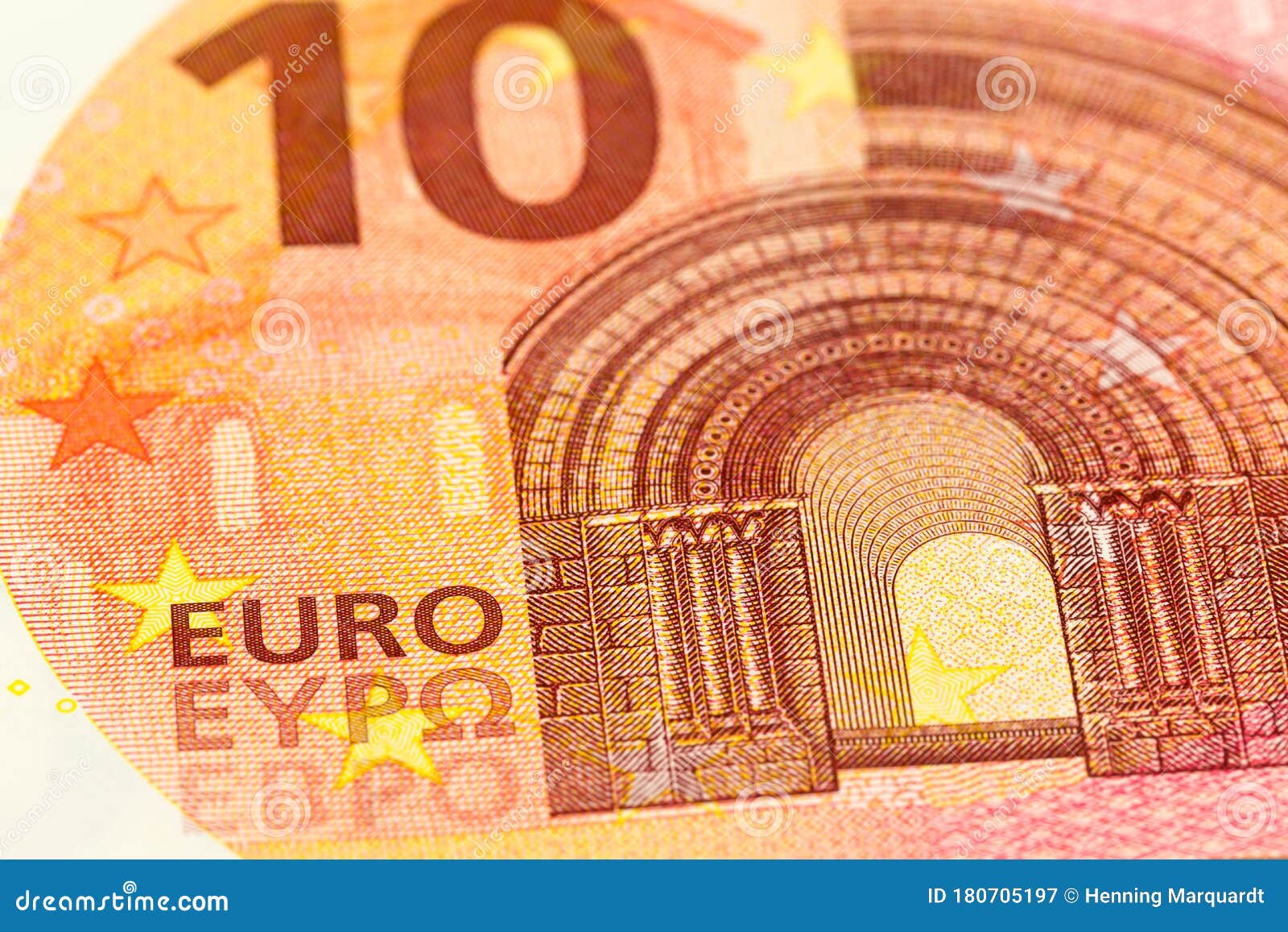 Detail of 10 Euro Bank Note Obverse Stock Image - Image of bill ...
