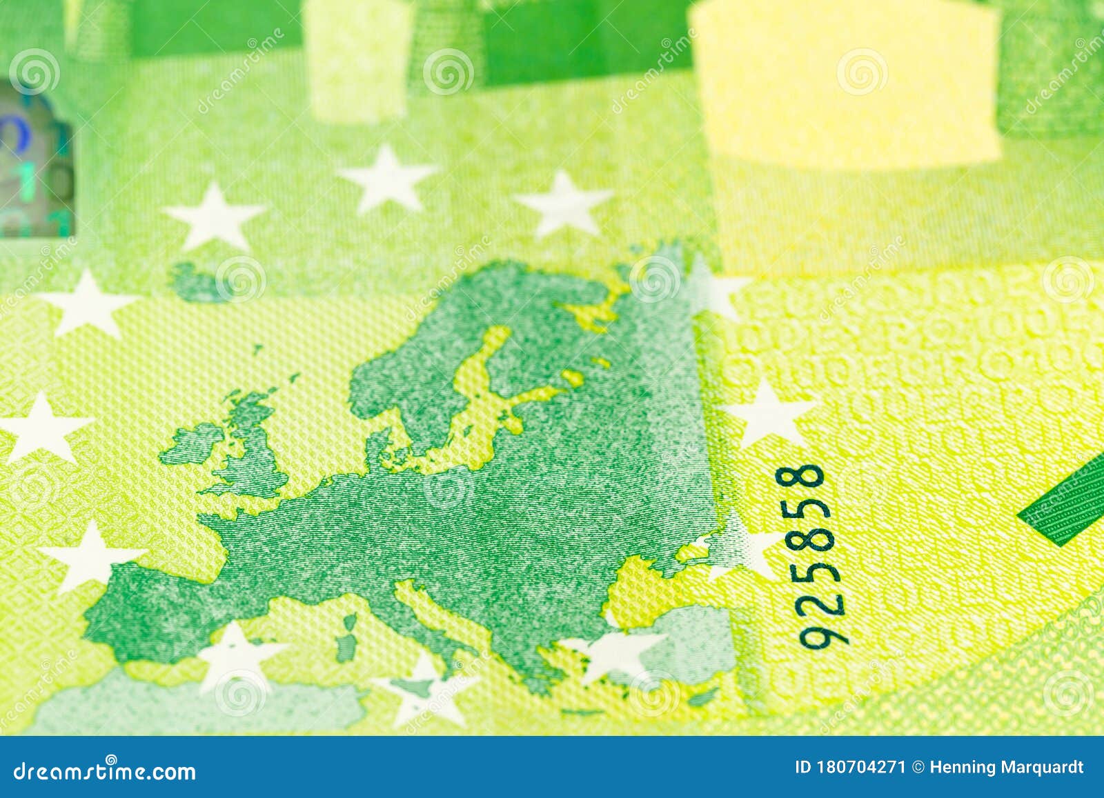 Detail of a 100 Euro Bank Note Second Edition Reverse Stock Image ...
