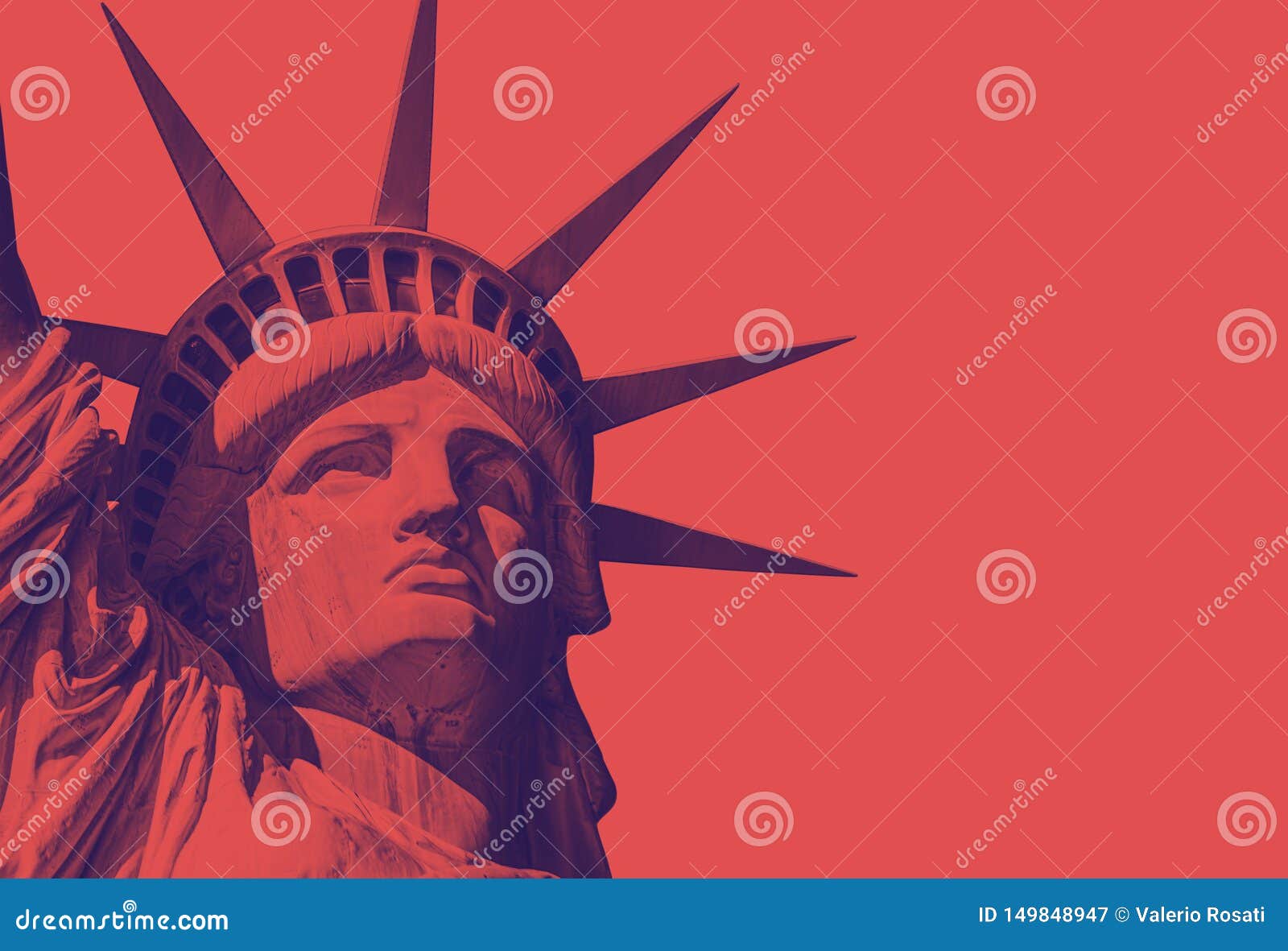Detail of the Face of the Statue of Liberty with a Red Duo Tone Effect ...