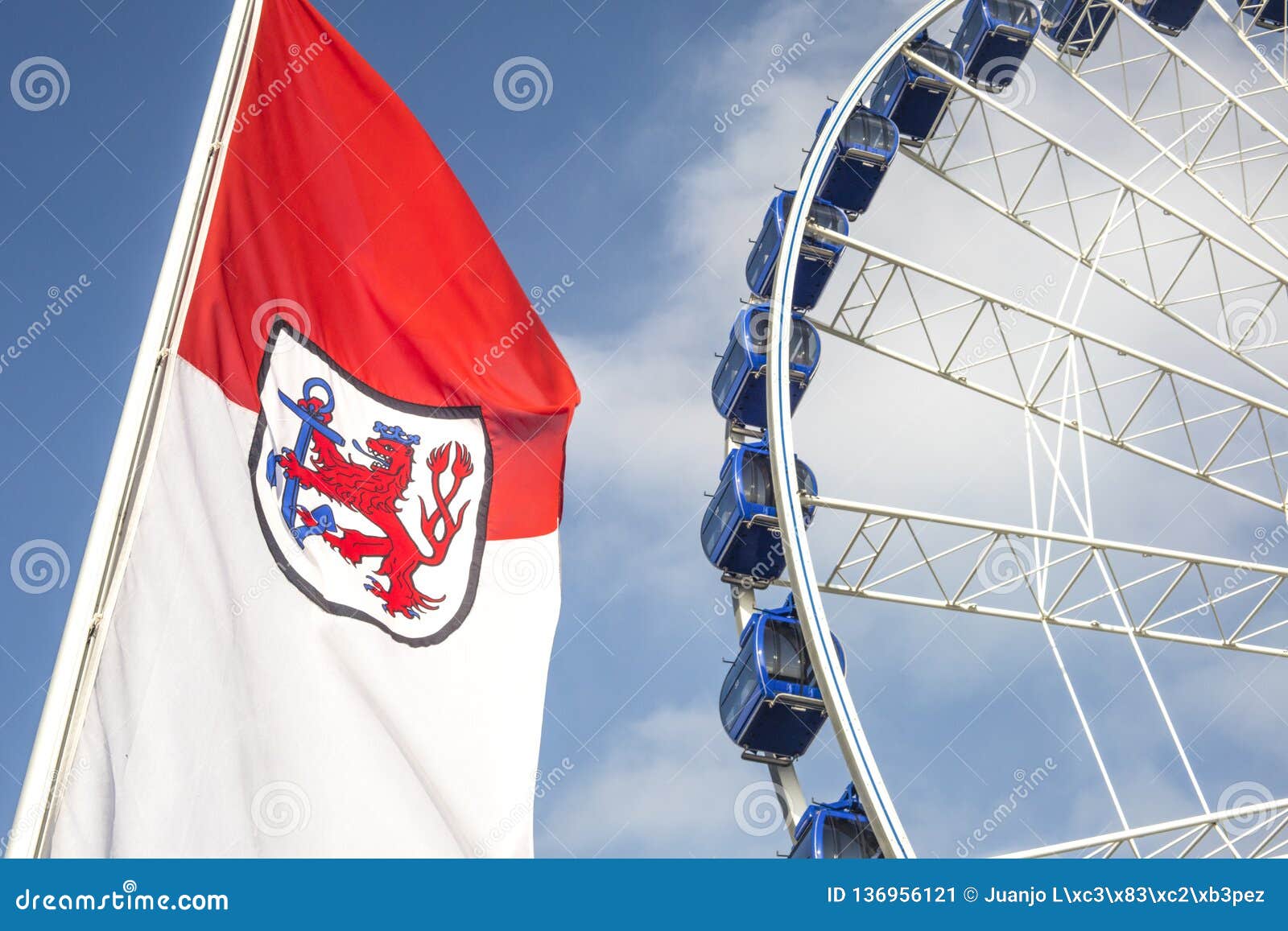 Detail of Ferris Wheel and Flag in Dusseldorf, Germany Stock Image ...