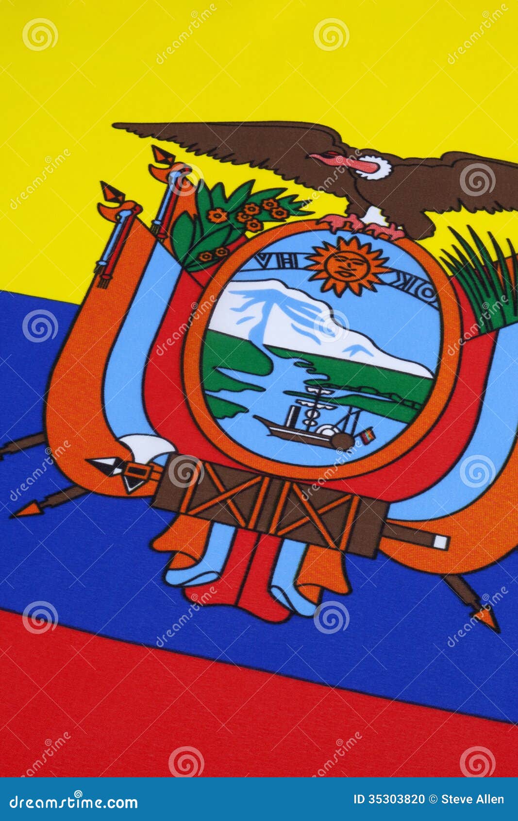 Detail on the Flag of Ecuador Stock Photo - Image of travel, arms: 35303820
