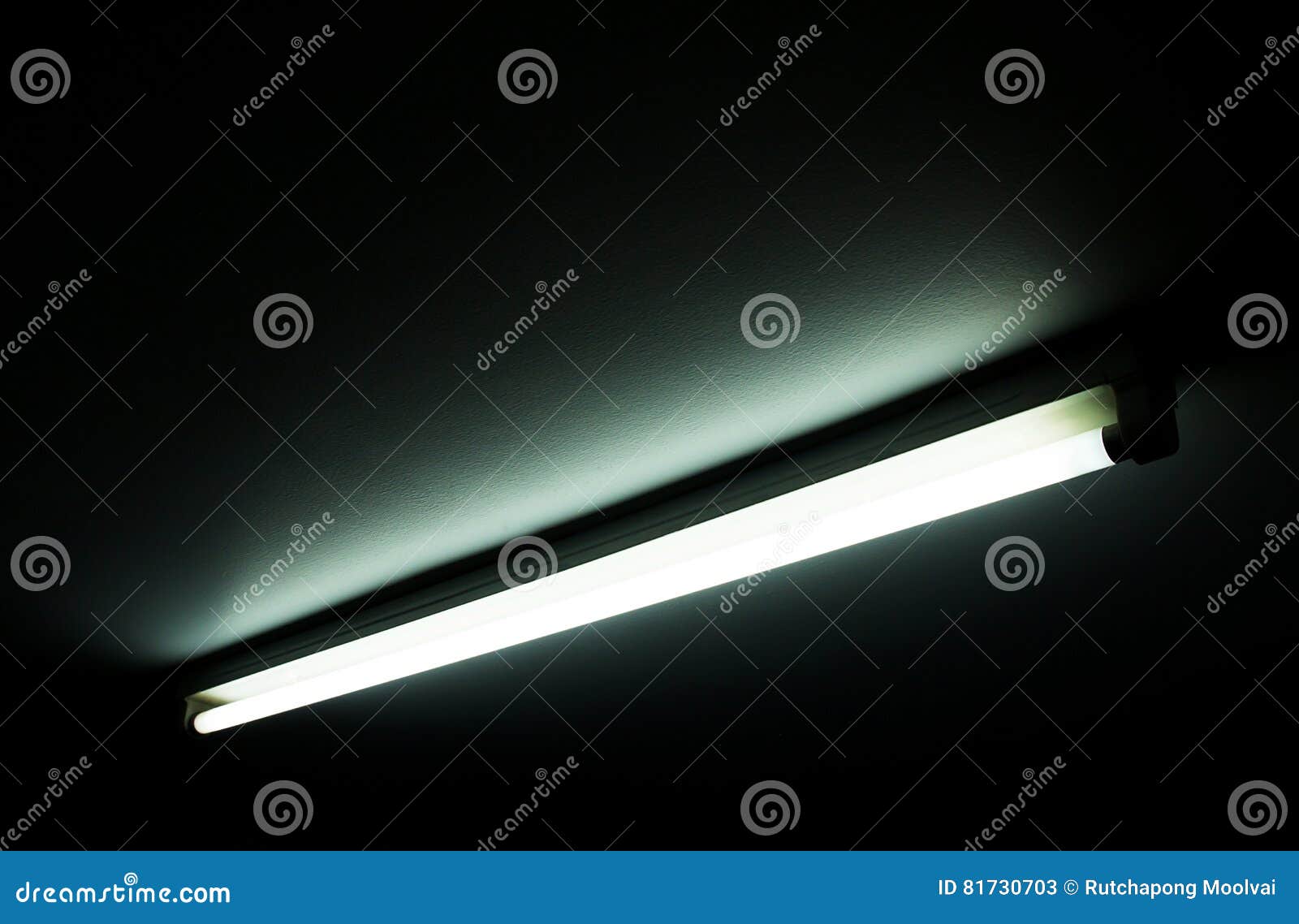 Detail of a Fluorescent Light Tube on a Wall Stock Image - Image of ...