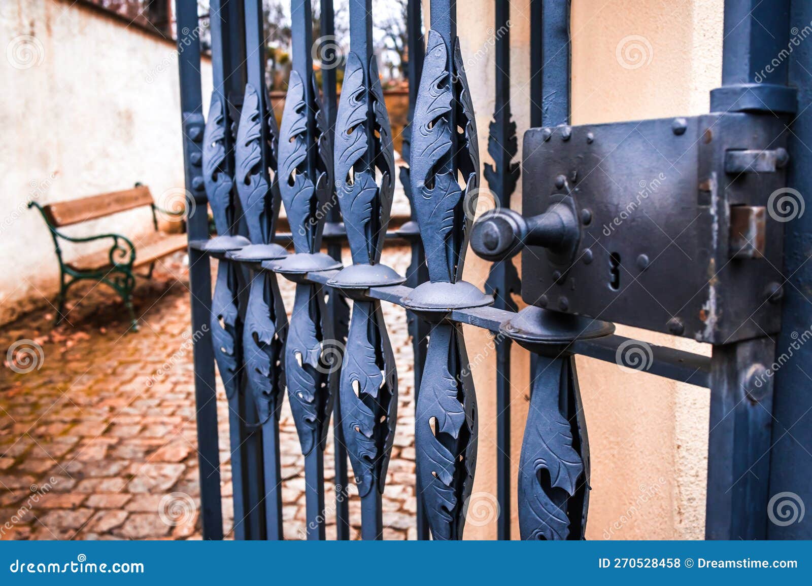 Detail of Forged Old Iron Gate Stock Photo - Image of closed, ancient ...