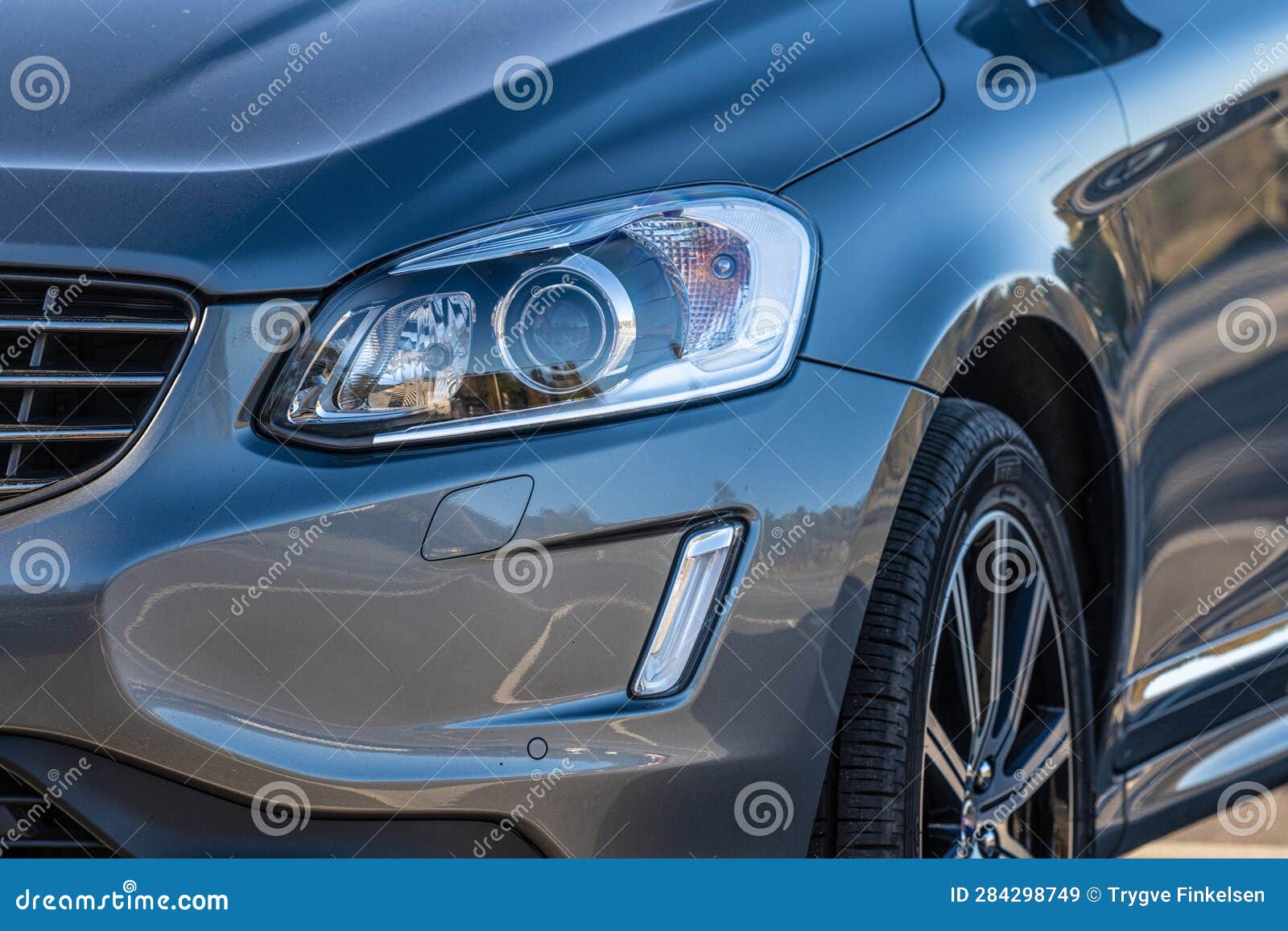 Detail of Front Light of a Grey Metallic SUV Car.. Stock Image - Image ...