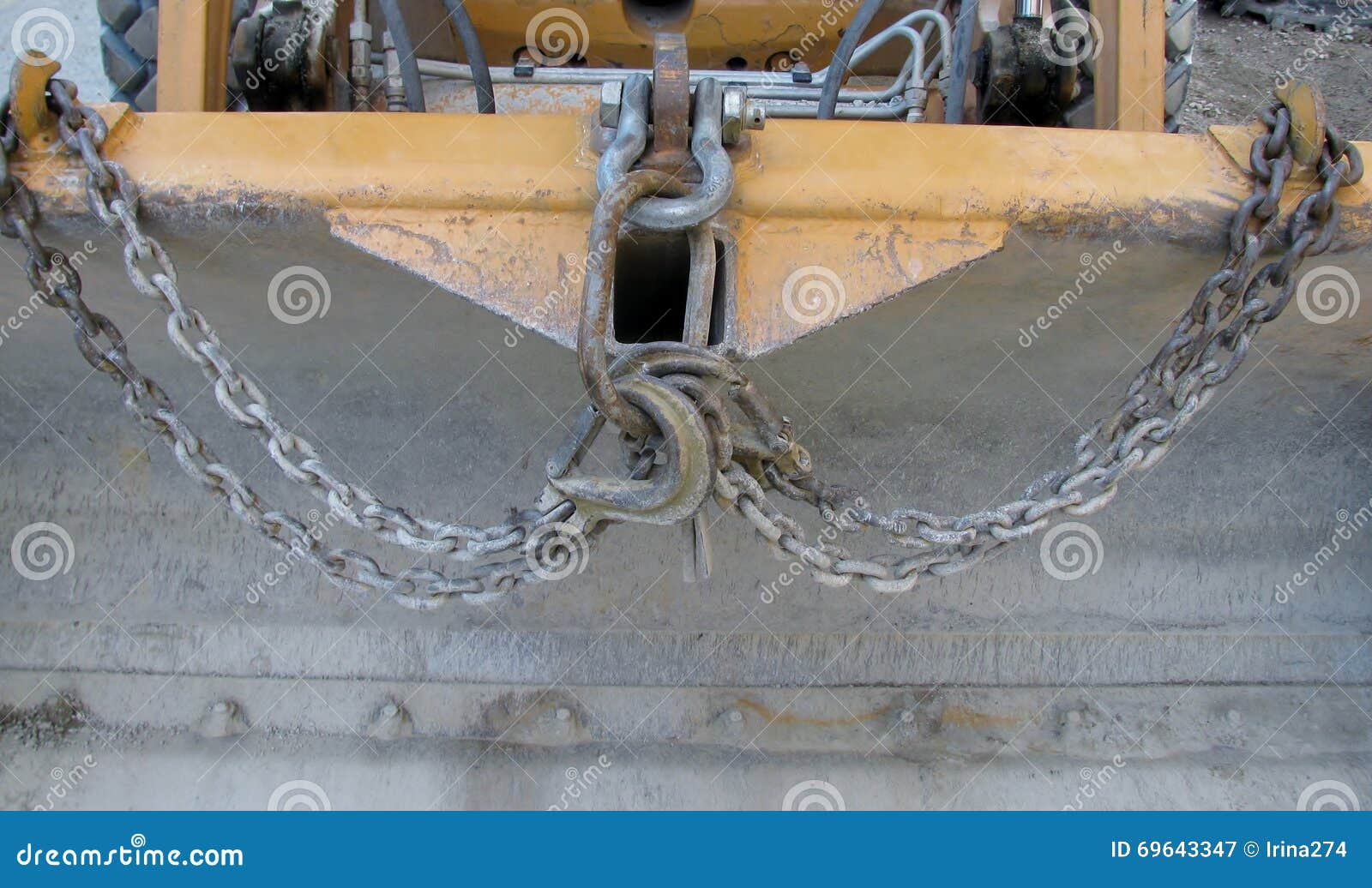 Detail of a Front Loader Bucket or Scoop. Stock Image - Image of chain ...