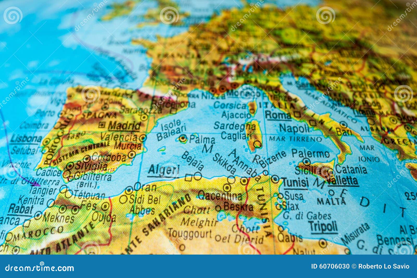 Detail of a Globe with Mediterranean Area Stock Photo - Image of atlas ...