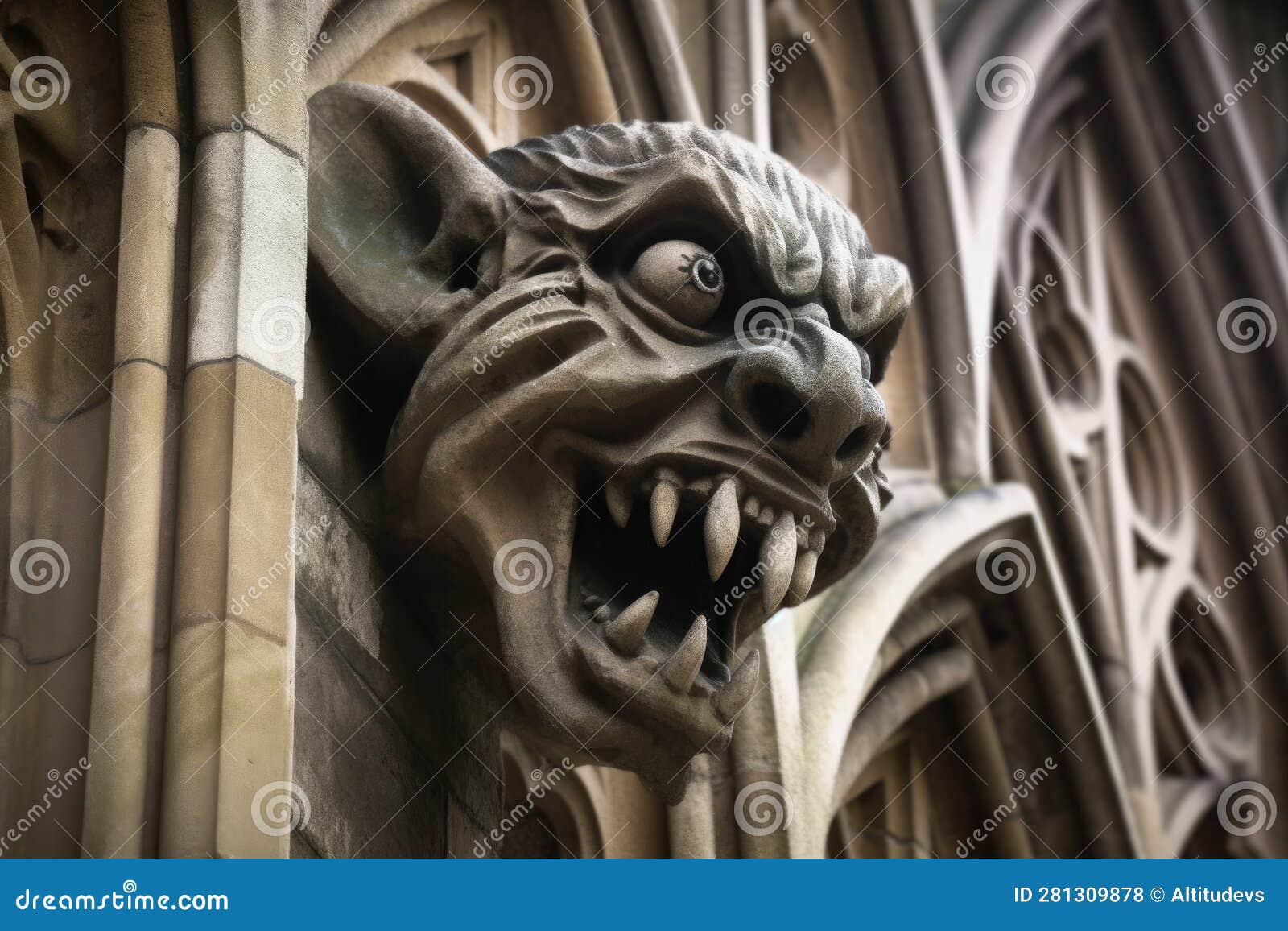Detail of a Gothic Stone Gargoyle on a Cathedral Stock Illustration ...