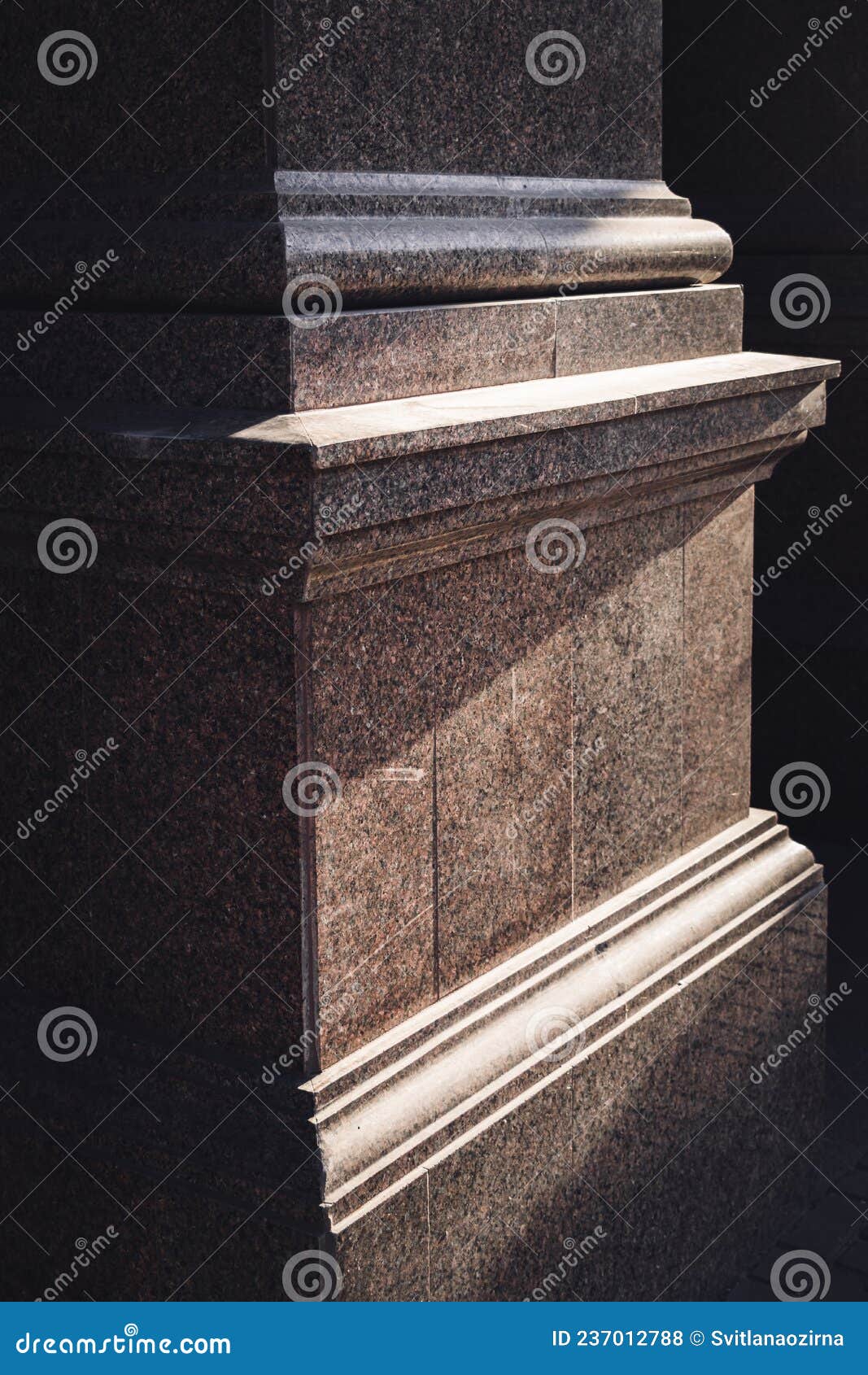 Detail of a Granite Figured Column with Contrasting Shadows Stock Photo ...