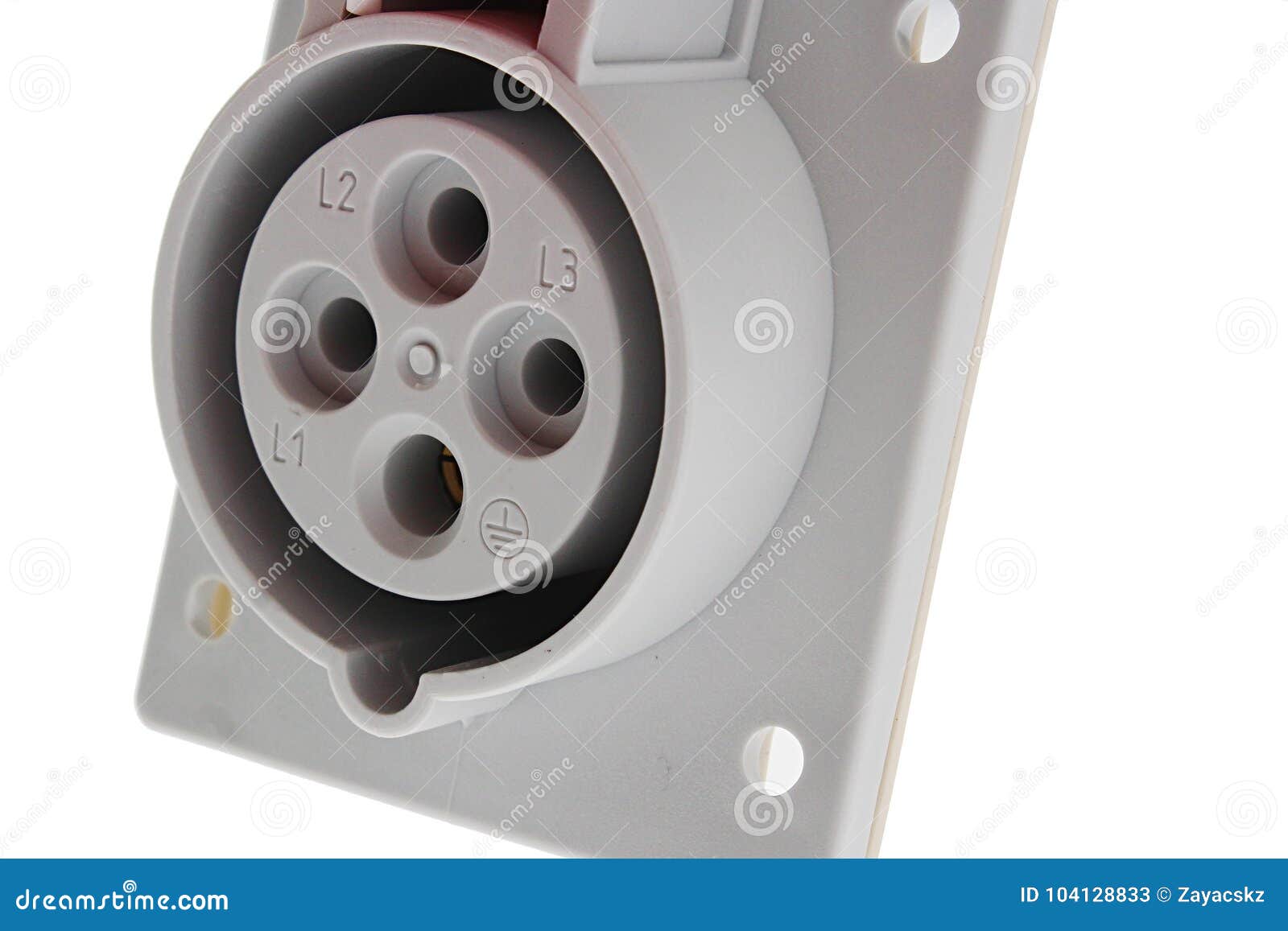 Detail of Gray Plastic Three Phase Electric Wall Plug, White Background ...