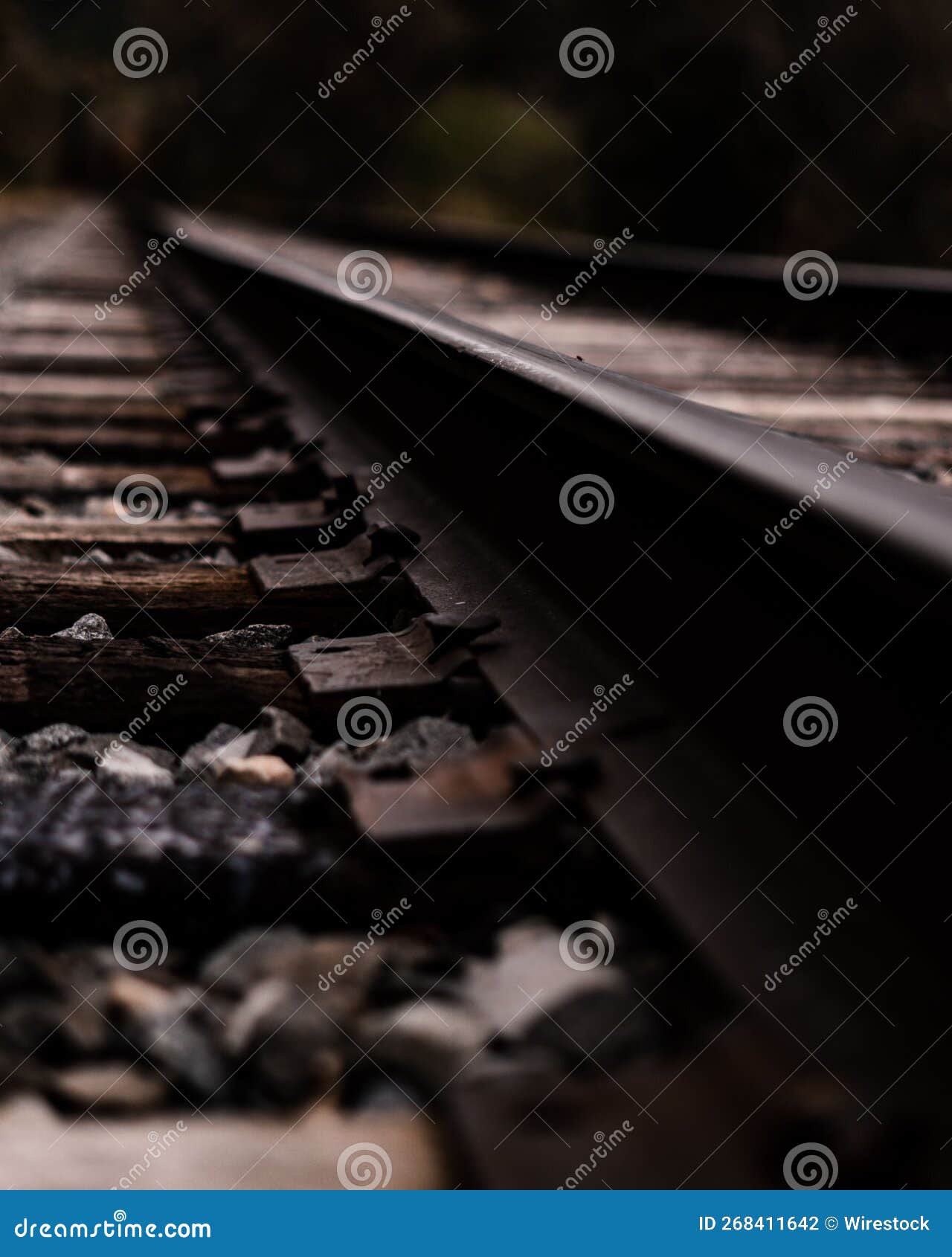 Detail of gray rail tracks stock photo. Image of detail - 268411642